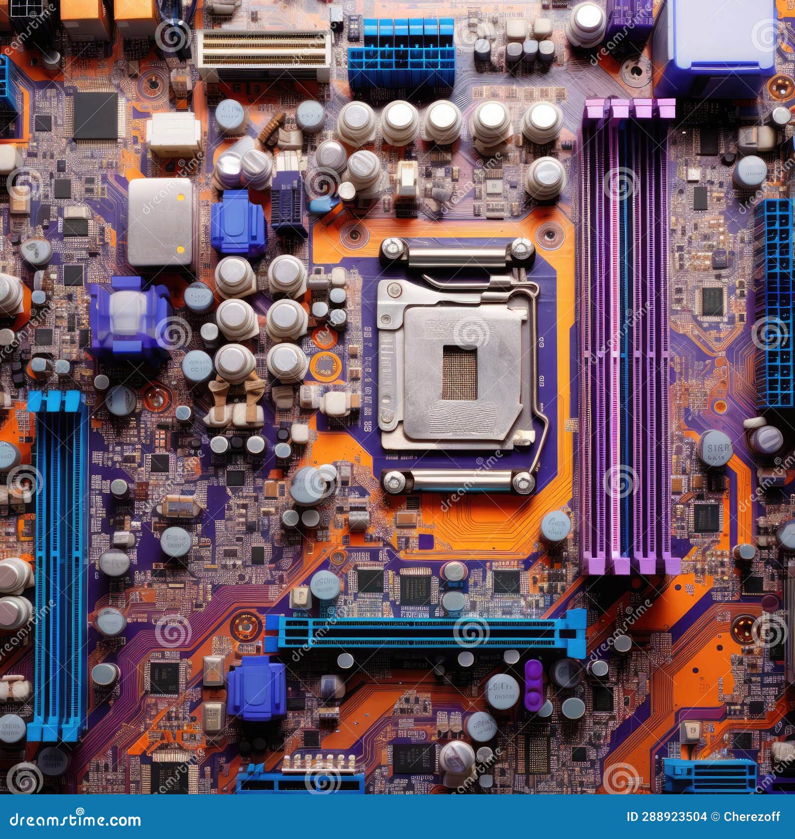 Motherboard and CPU stock photo. Image of light, electronic - 288923504