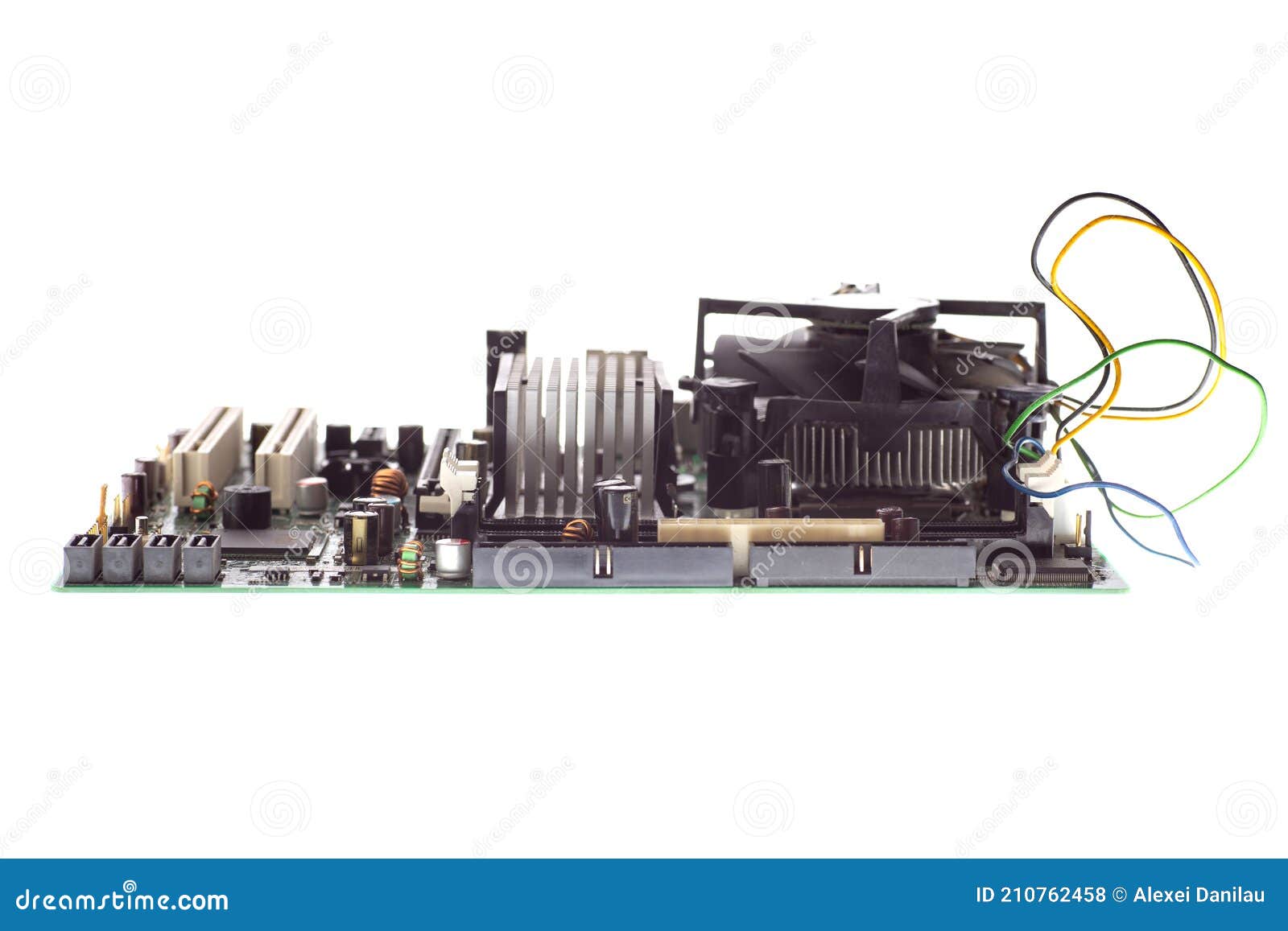 Motherboard with Cpu, Heatsink Stock Photo - Image of halogen ...