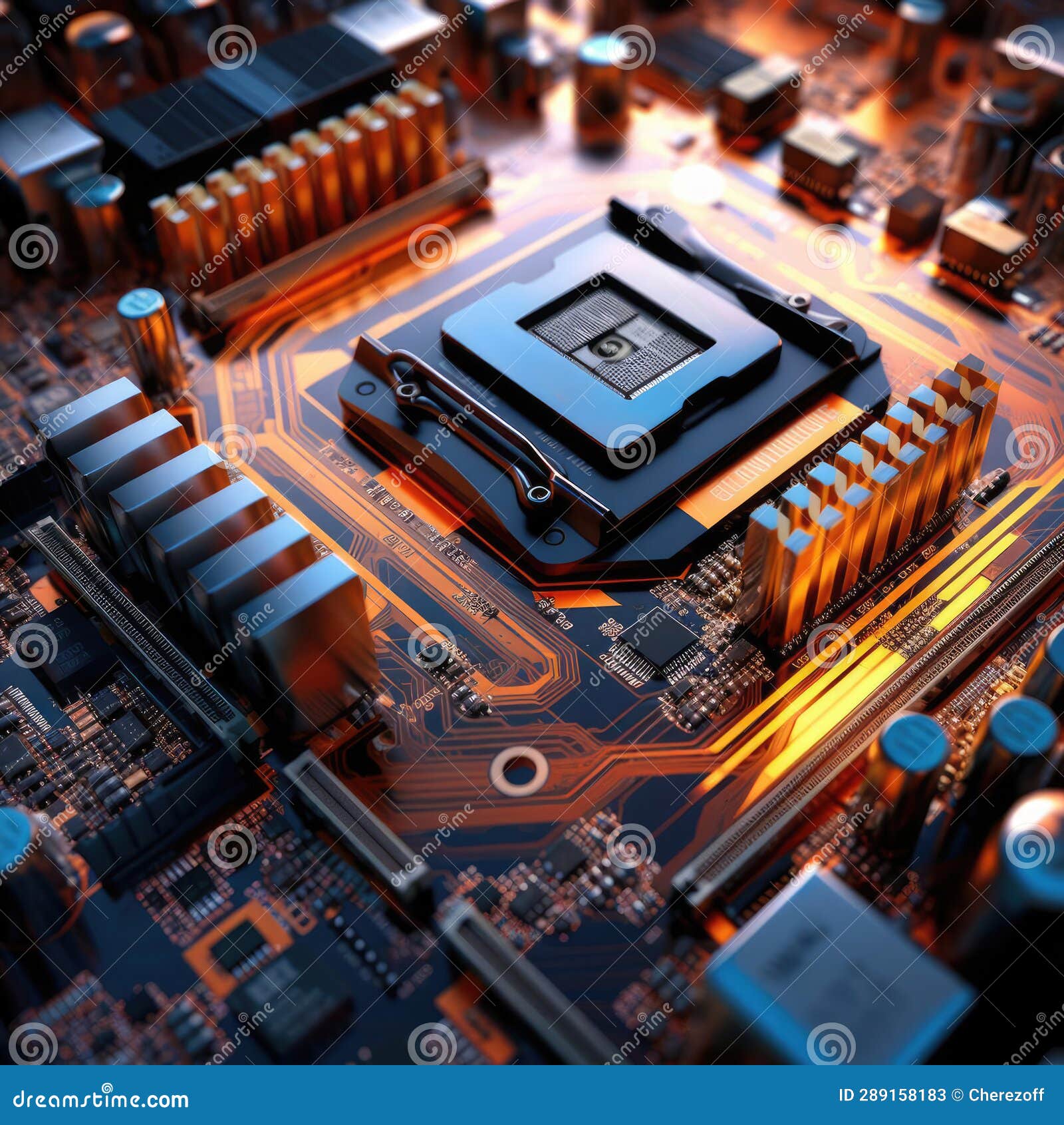 Motherboard and CPU stock image. Image of electronic - 289158183