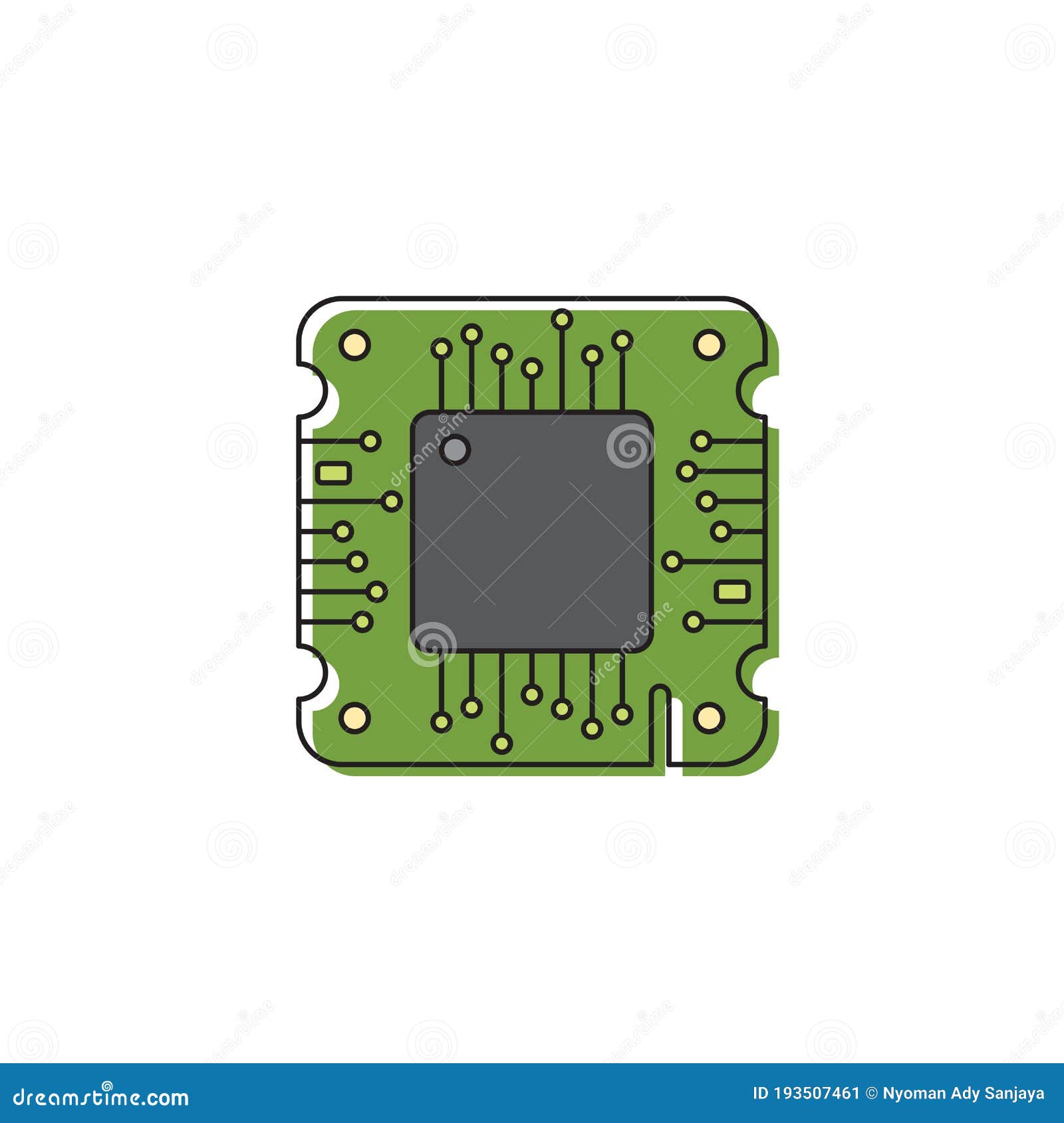 Motherboard CPU Processor Vector Icon Isolated on White Background ...