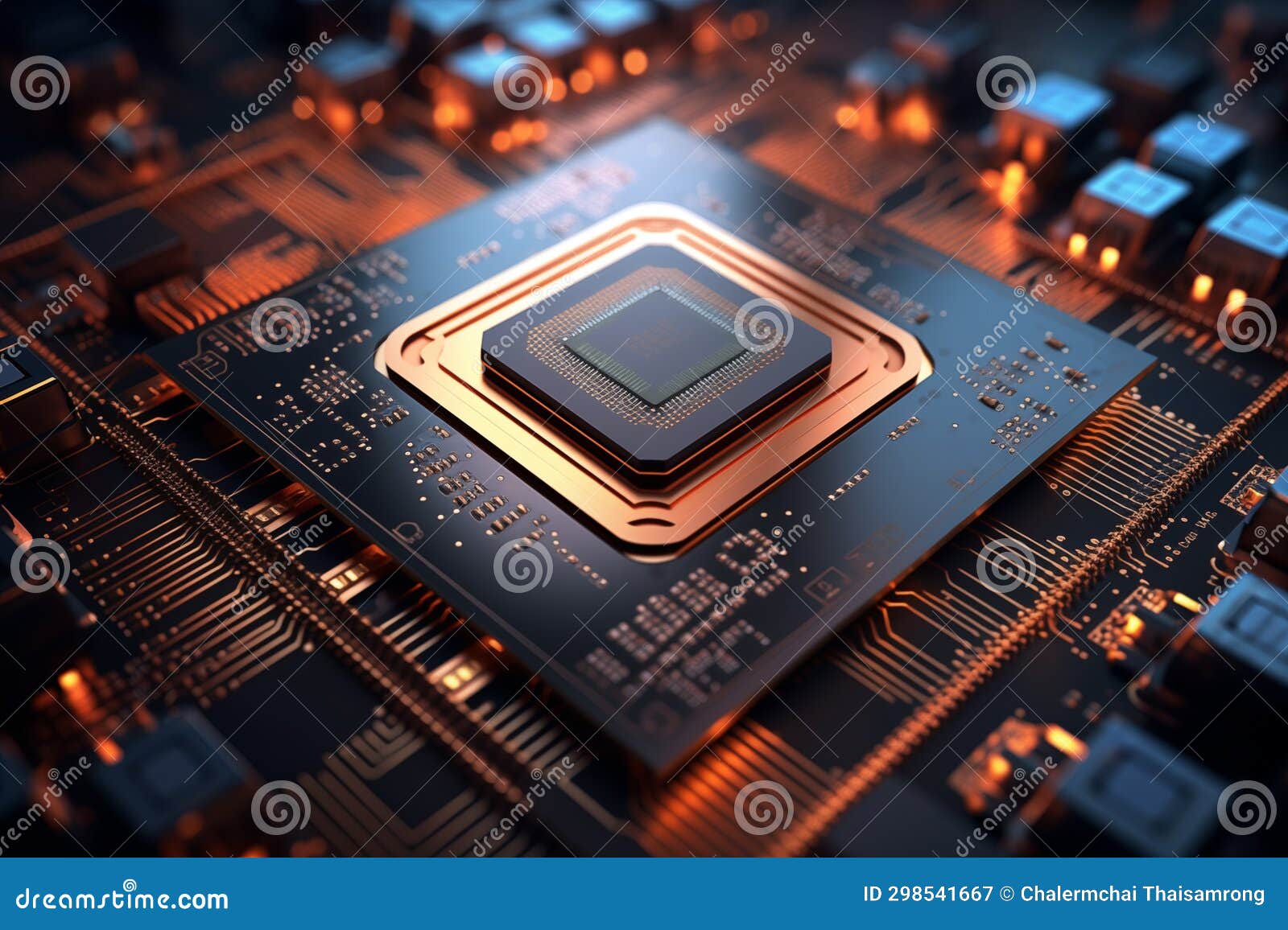 Motherboard with CPU Socket. Computer Hardware Chipset Components Close ...