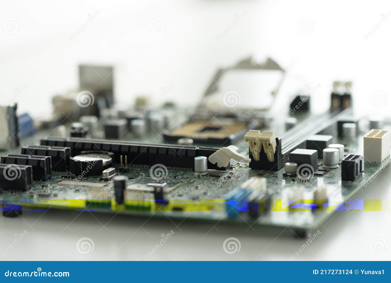 Motherboard without CPU on a White Stock Photo - Image of board ...