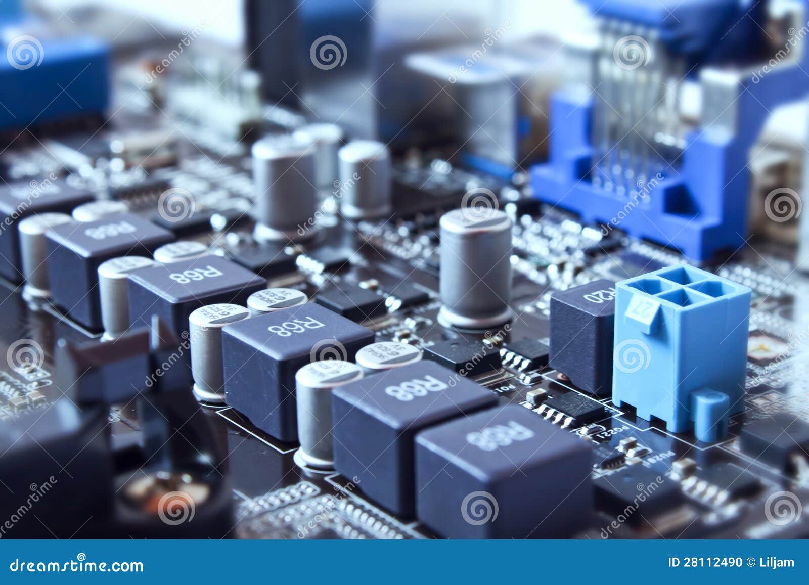 Motherboard details stock photo. Image of detail, blue - 28112490