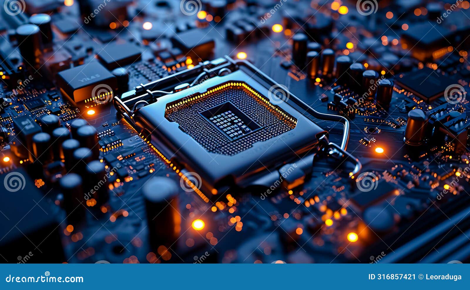 A Motherboard Displaying All Its Components Stock Illustration ...
