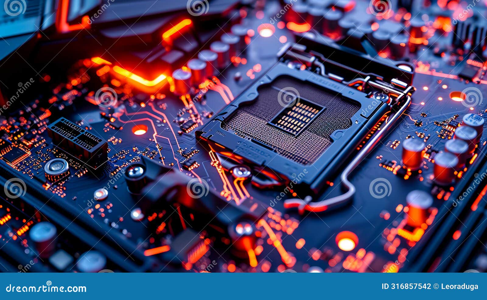 A Motherboard Displaying All Its Components Stock Illustration ...