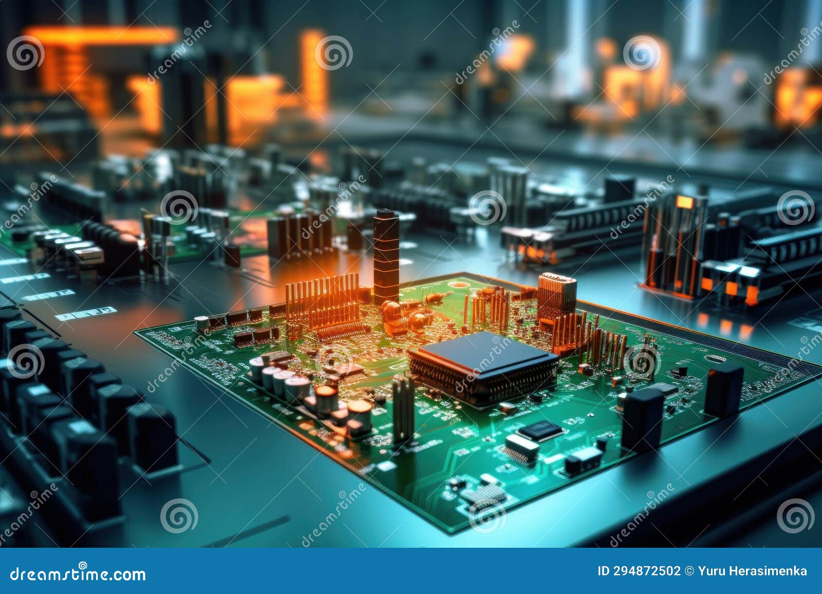 Motherboard with Electronic Components. Powerful Processor. Development ...