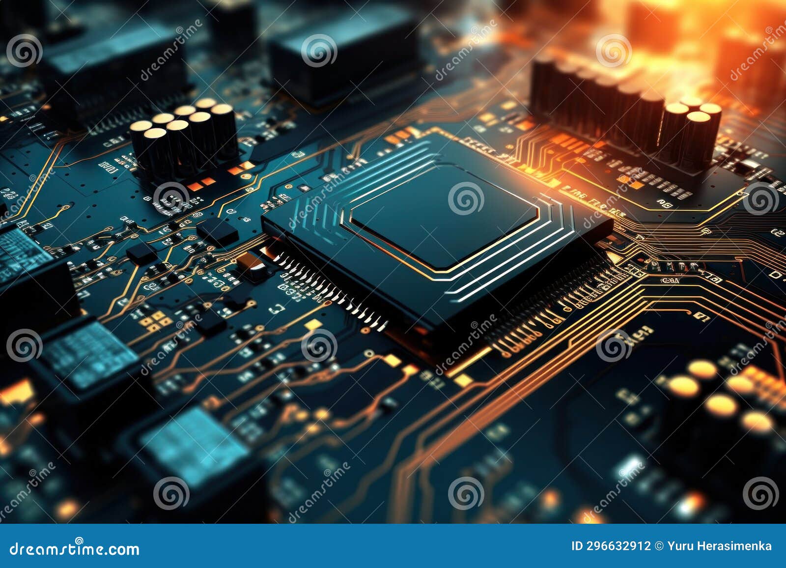 Motherboard with Electronic Components. Powerful Processor. Development ...