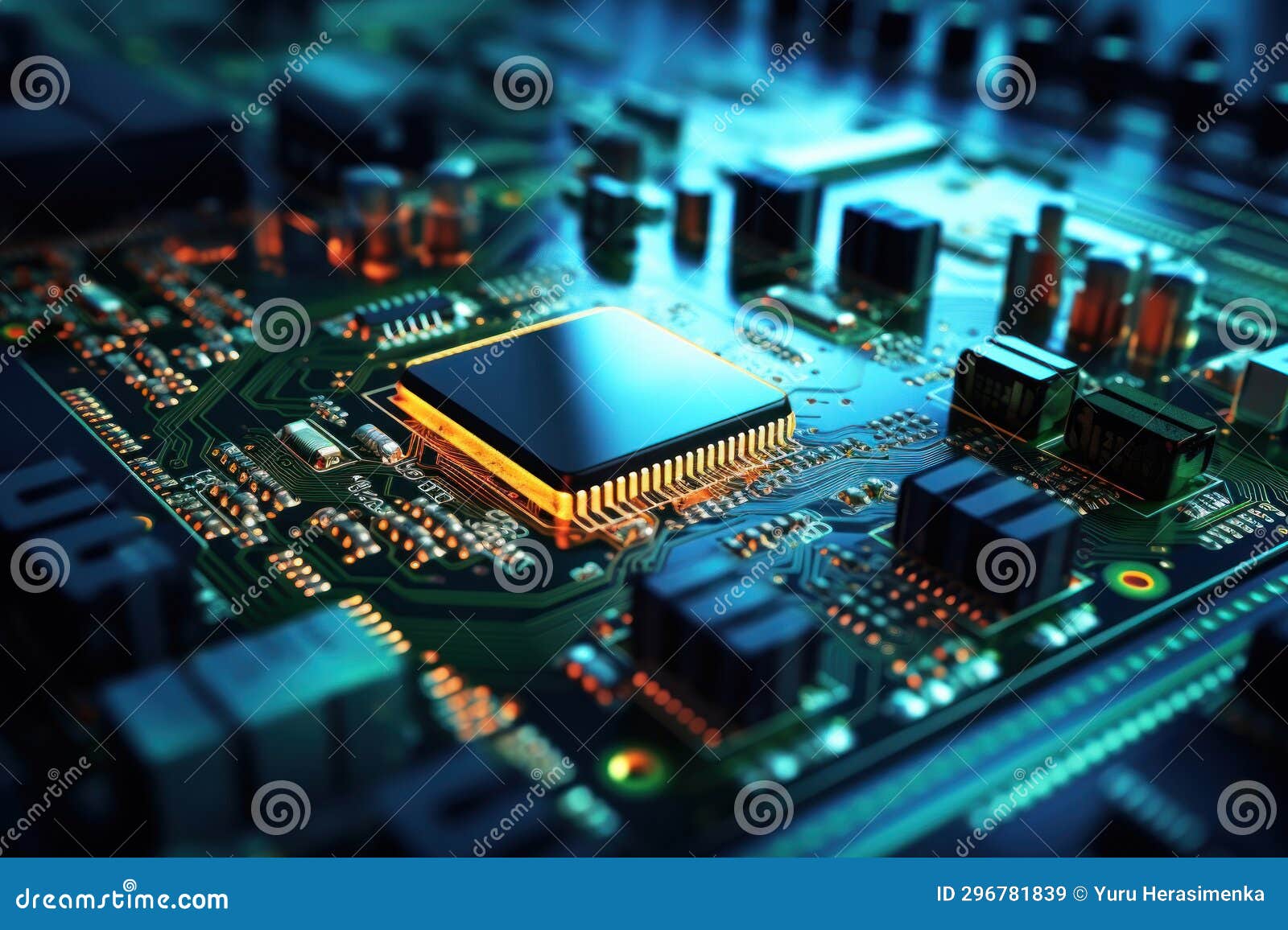 Motherboard with Electronic Components. Powerful Processor. Development ...