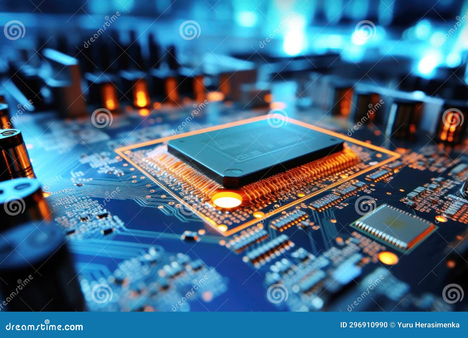 Motherboard with Electronic Components. Powerful Processor. Development ...