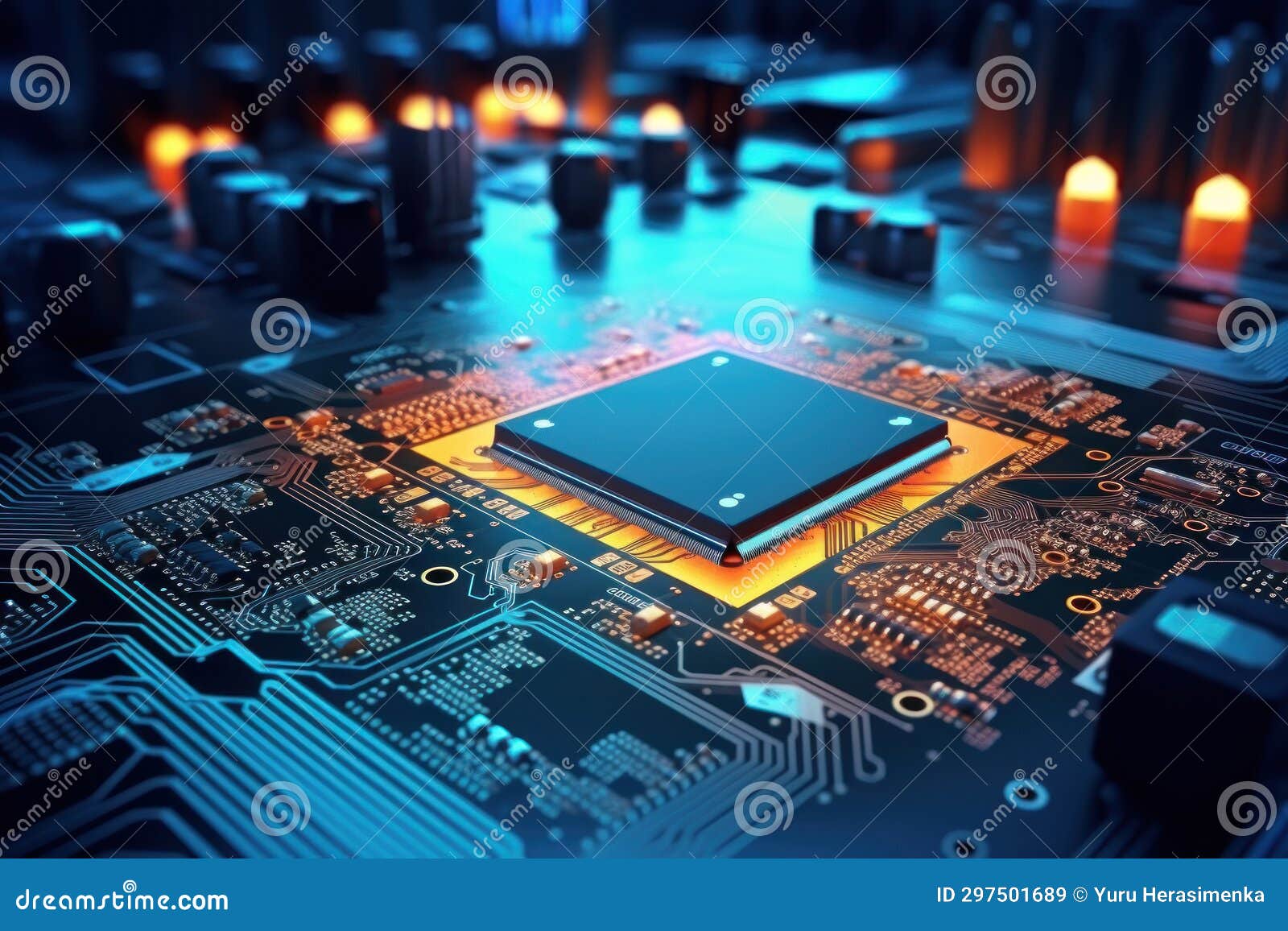 Motherboard with Electronic Components. Powerful Processor. Development ...