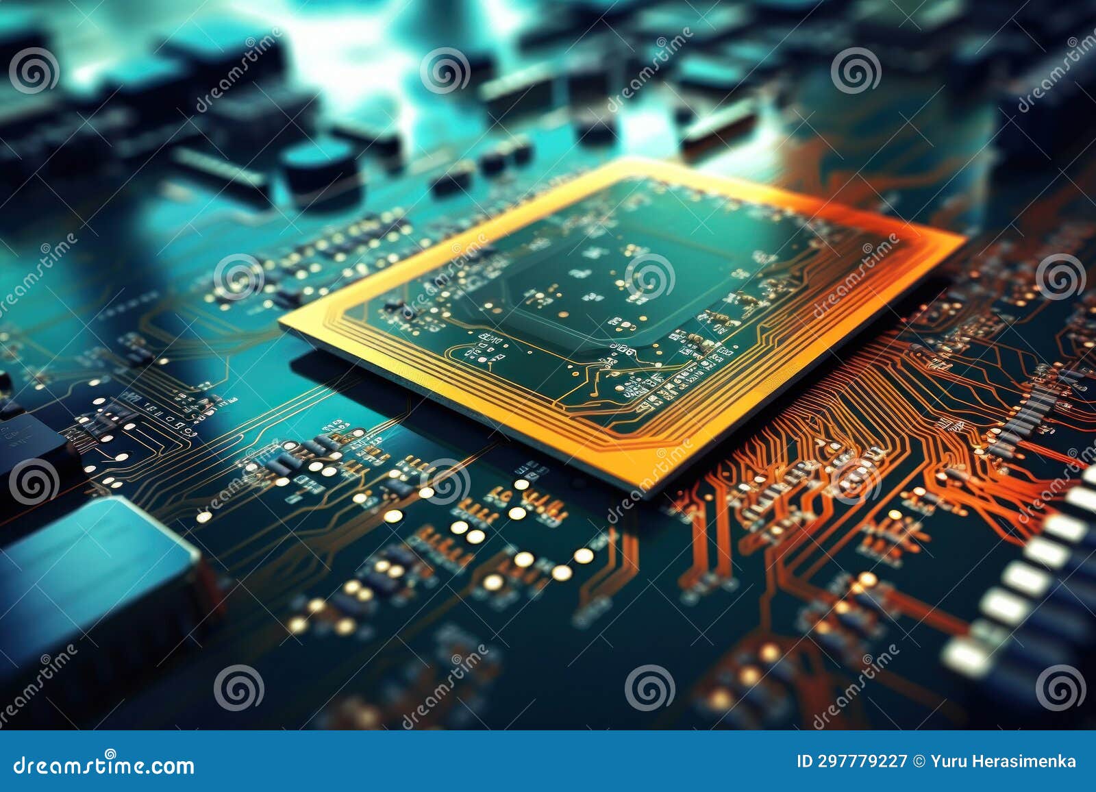 Motherboard with Electronic Components. Powerful Processor. Development ...