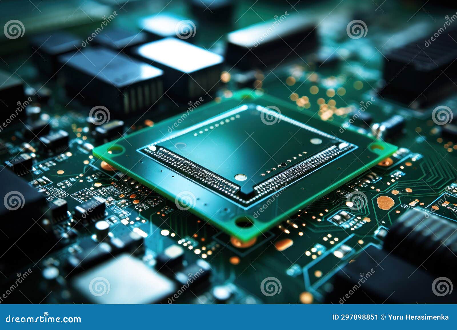 Motherboard with Electronic Components. Powerful Processor. Development ...