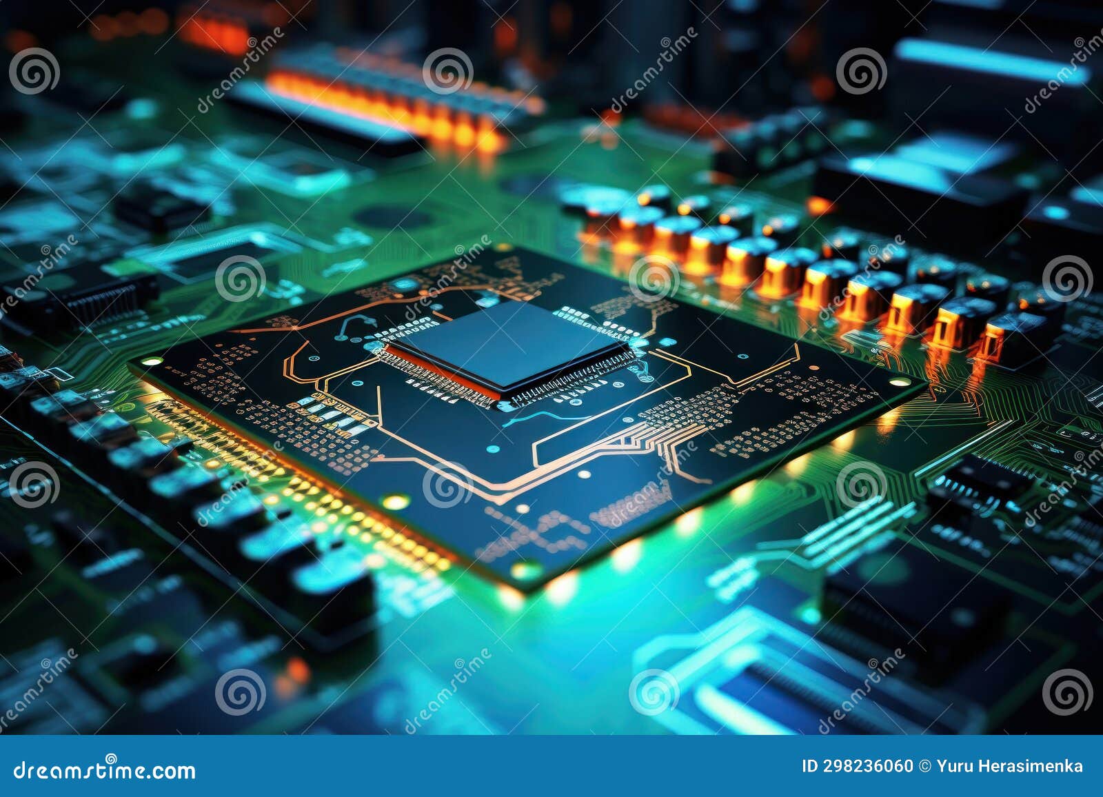 Motherboard with Electronic Components. Powerful Processor. Development ...