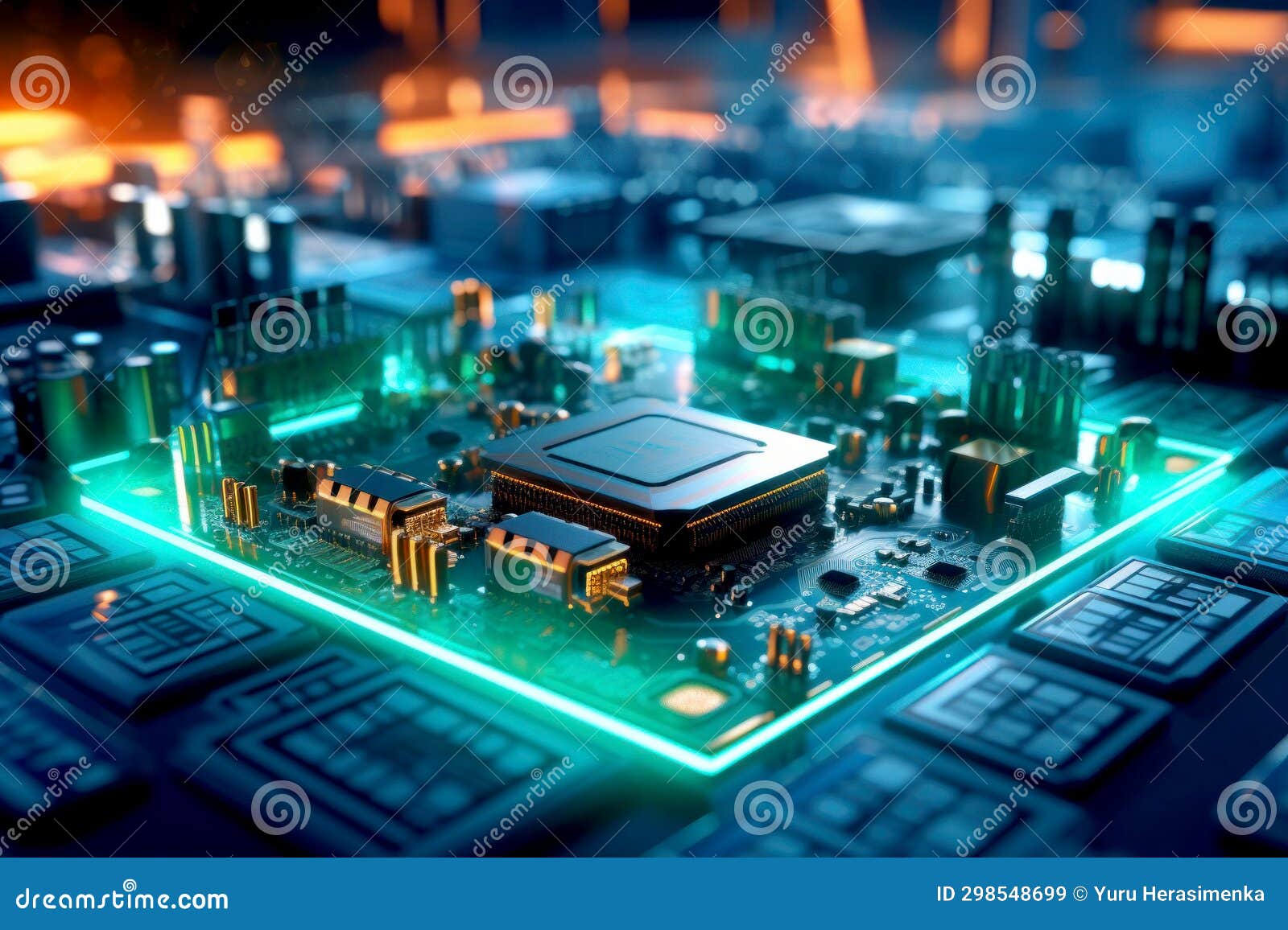 Motherboard with Electronic Components. Powerful Processor. Development ...