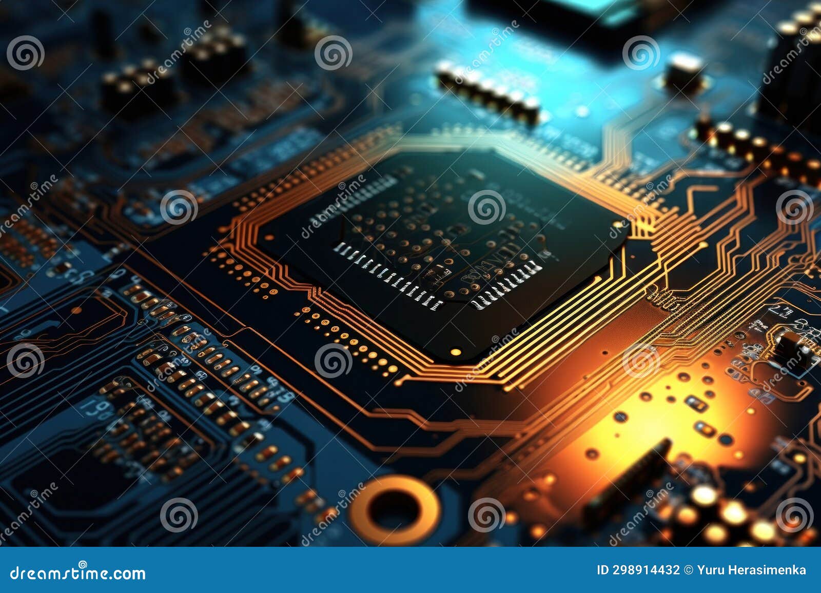 Motherboard with Electronic Components. Powerful Processor. Development ...