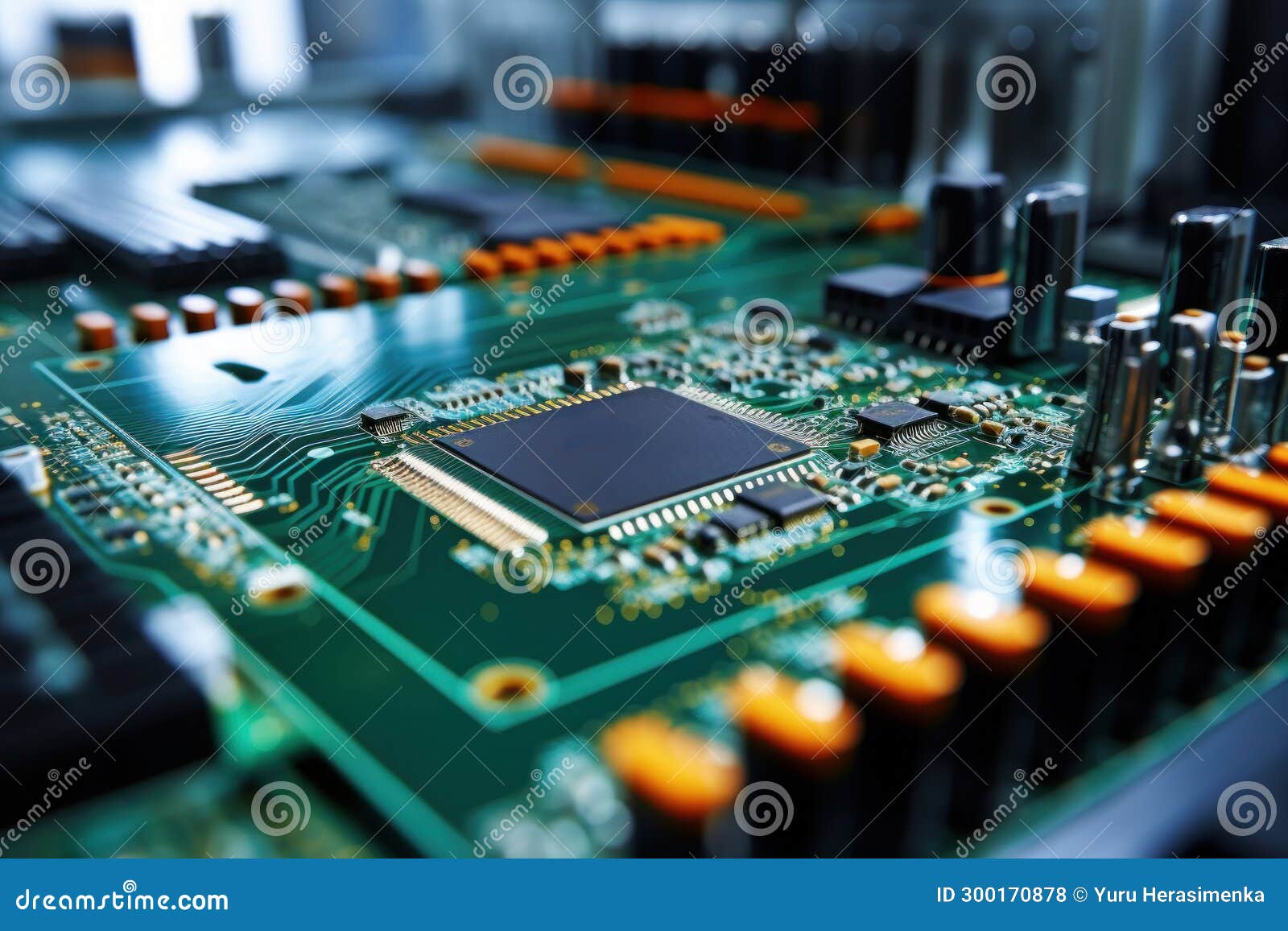 Motherboard with Electronic Components. Powerful Processor. Development ...