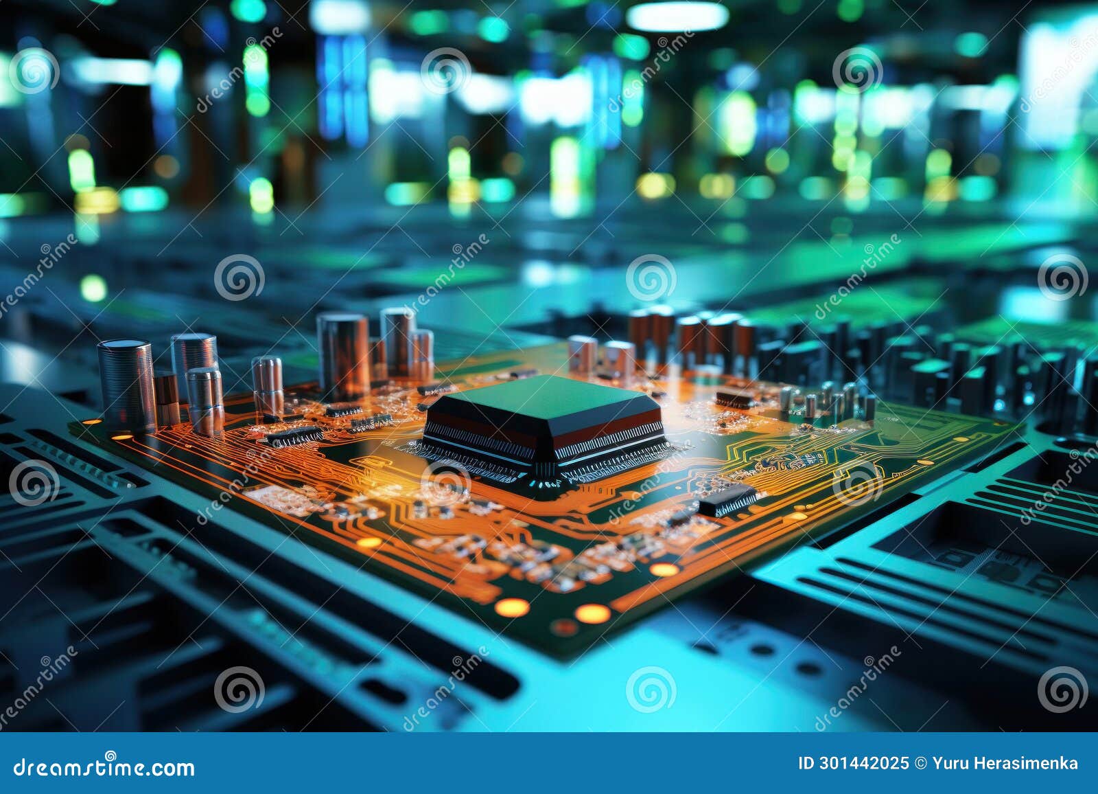 Motherboard with Electronic Components. Powerful Processor. Development ...