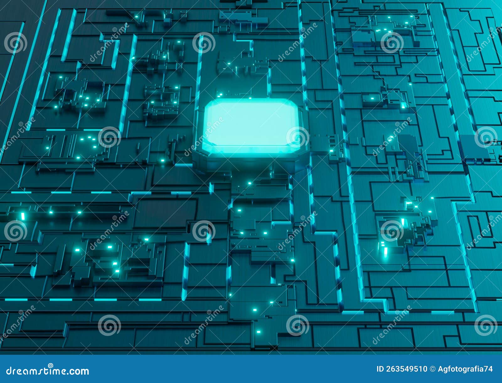 Motherboard Futuristic Neon Lights Technology Background. AI Central ...