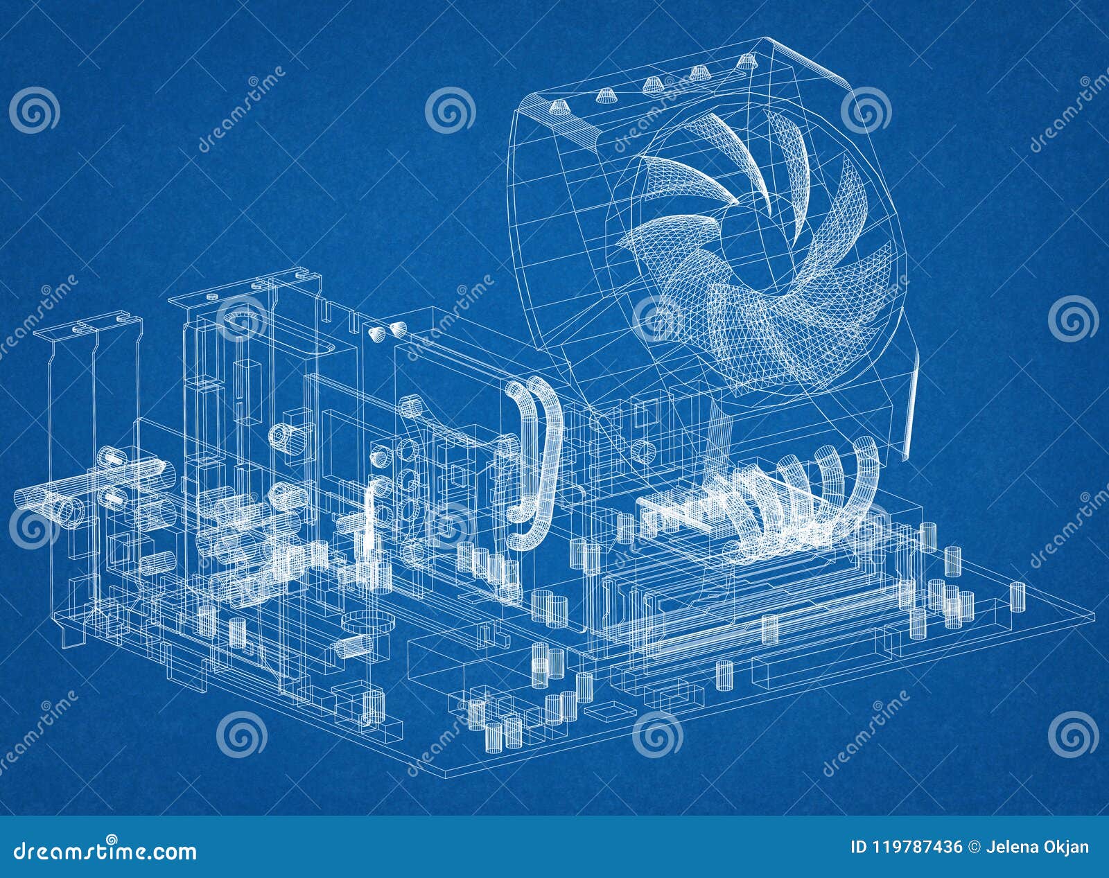 Motherboard Graphic Card and Processor Design Architect Blueprint Stock ...