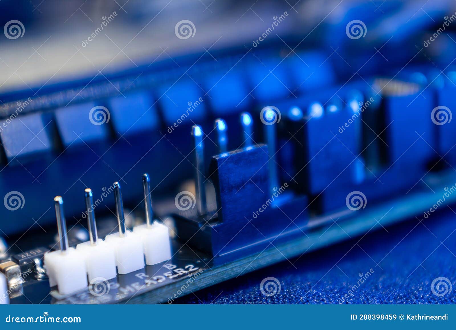Motherboard Hardware Components in Blue Light Stock Image - Image of ...