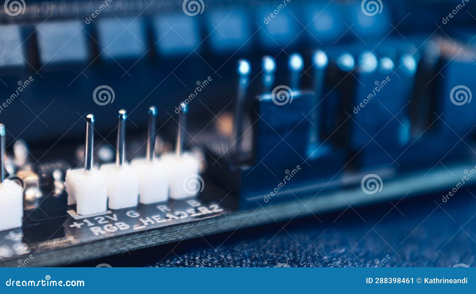 Motherboard Hardware Components in Blue Light Stock Image - Image of ...