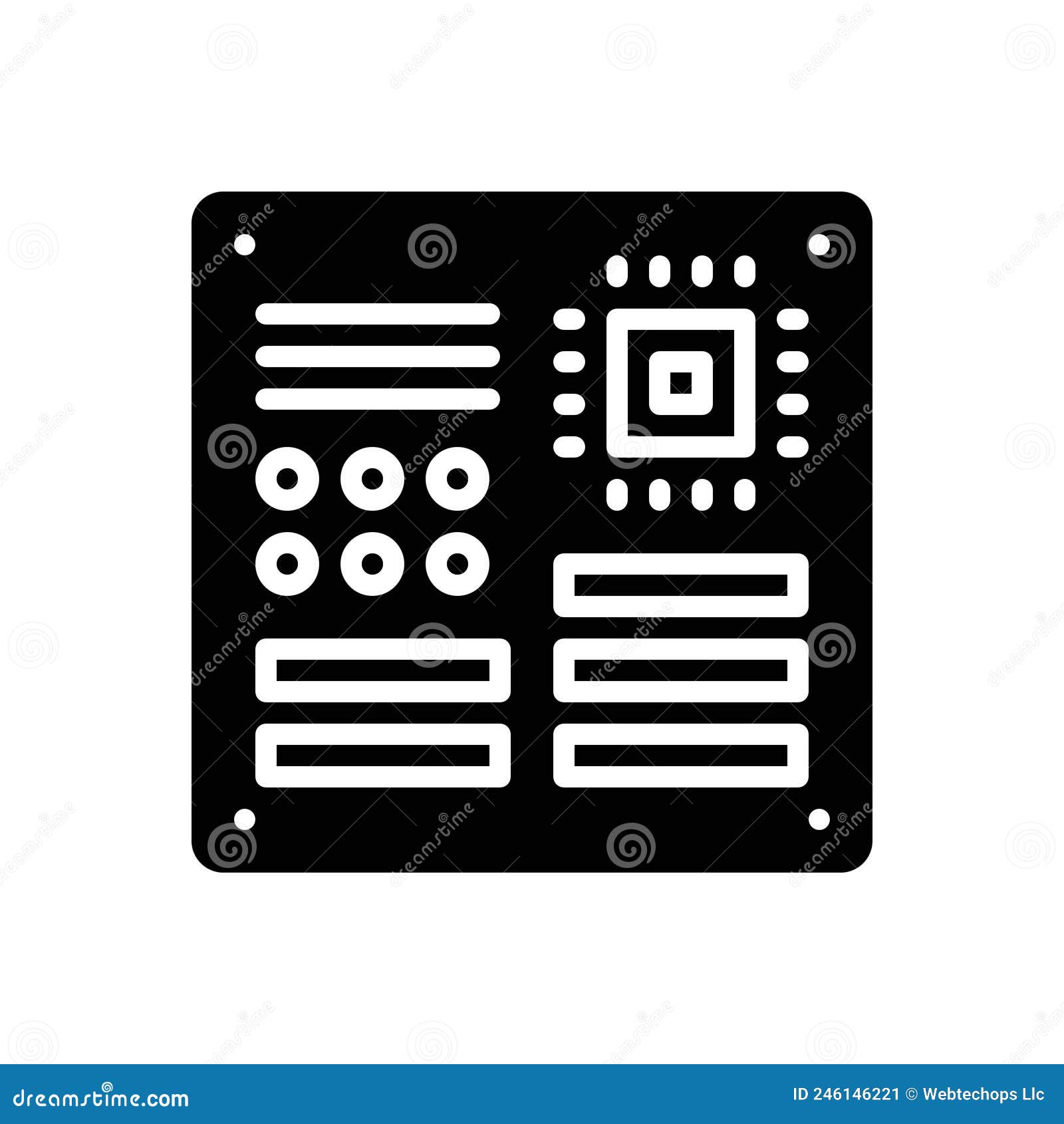 Motherboard Solid Icon, Pcrepair Concept, Motherboard Vector Sign On ...