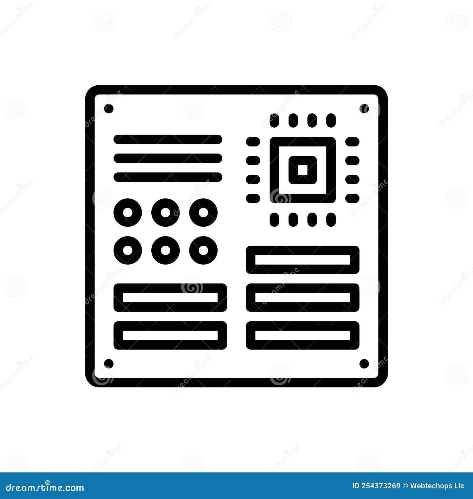Black Line Icon for Motherboard, Chip and Circuit Stock Illustration ...
