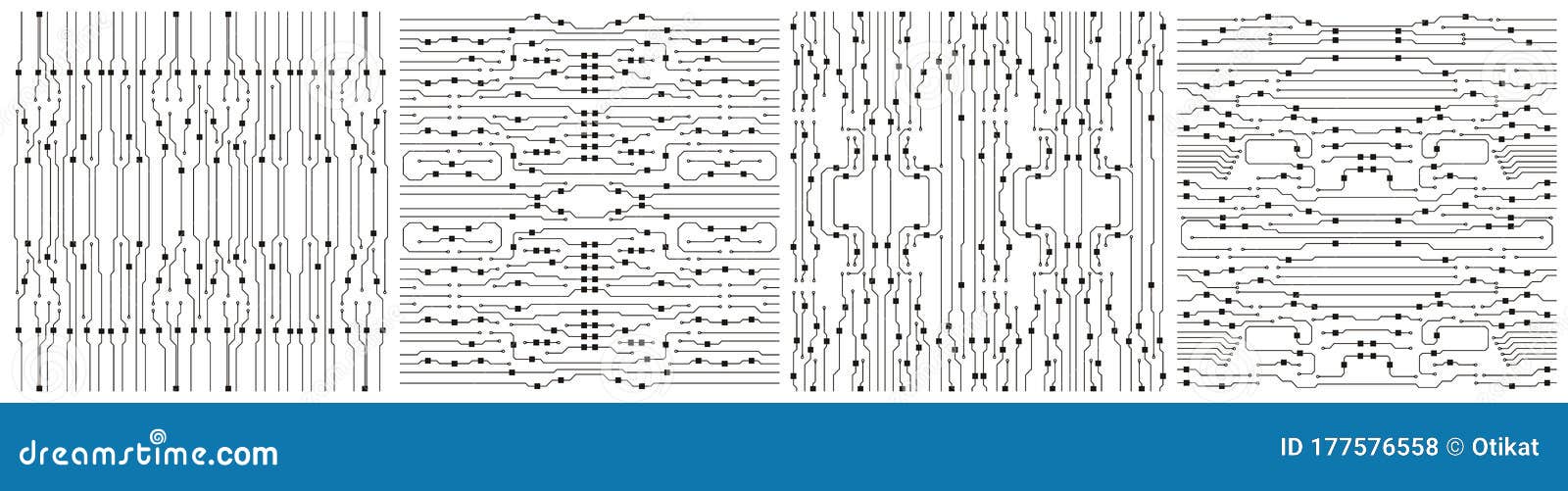 Motherboard Integrated Vector Technology Illustration. Black and White ...