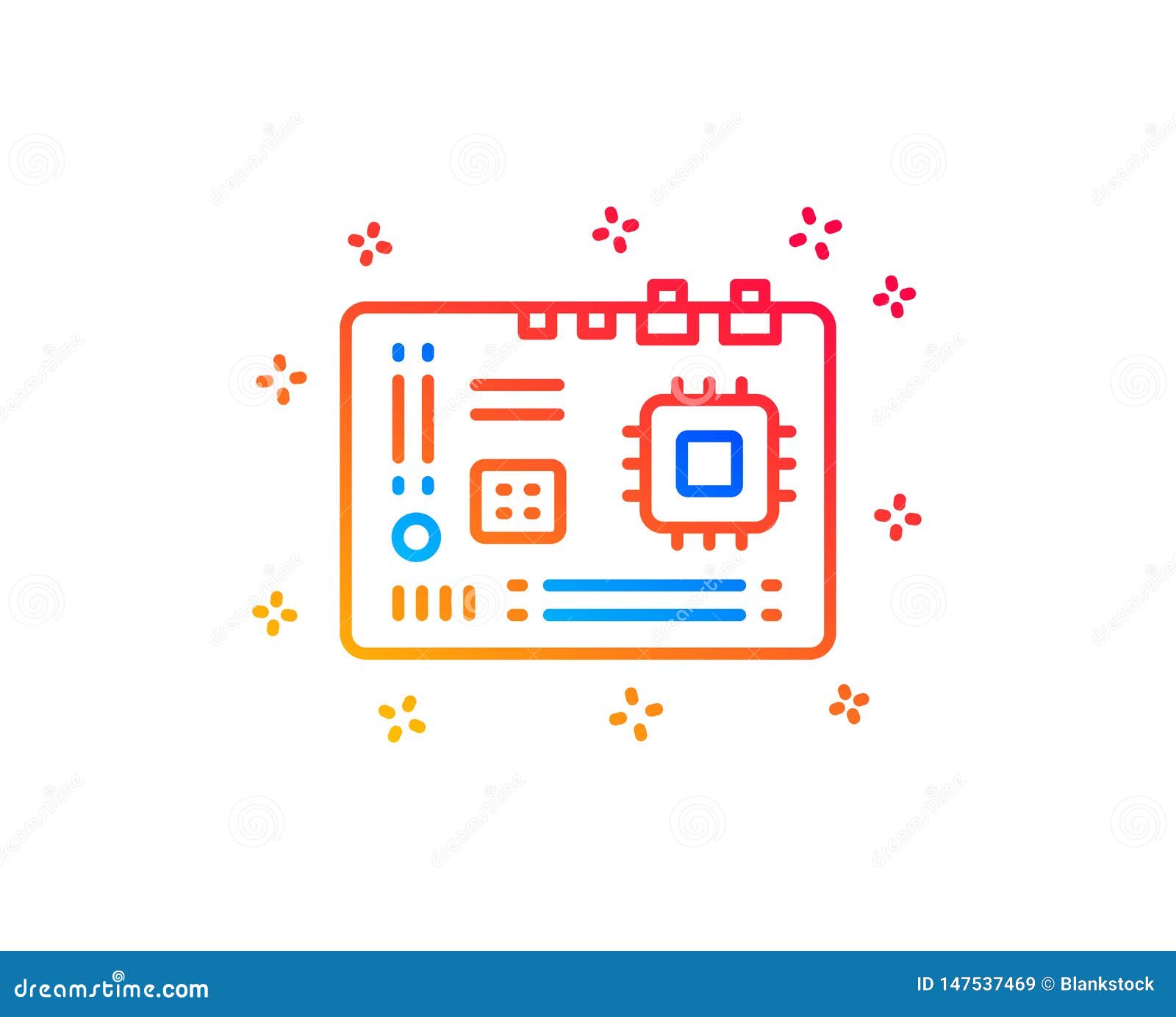 Motherboard Line Icon. Computer Component Hardware Sign. Vector Stock ...