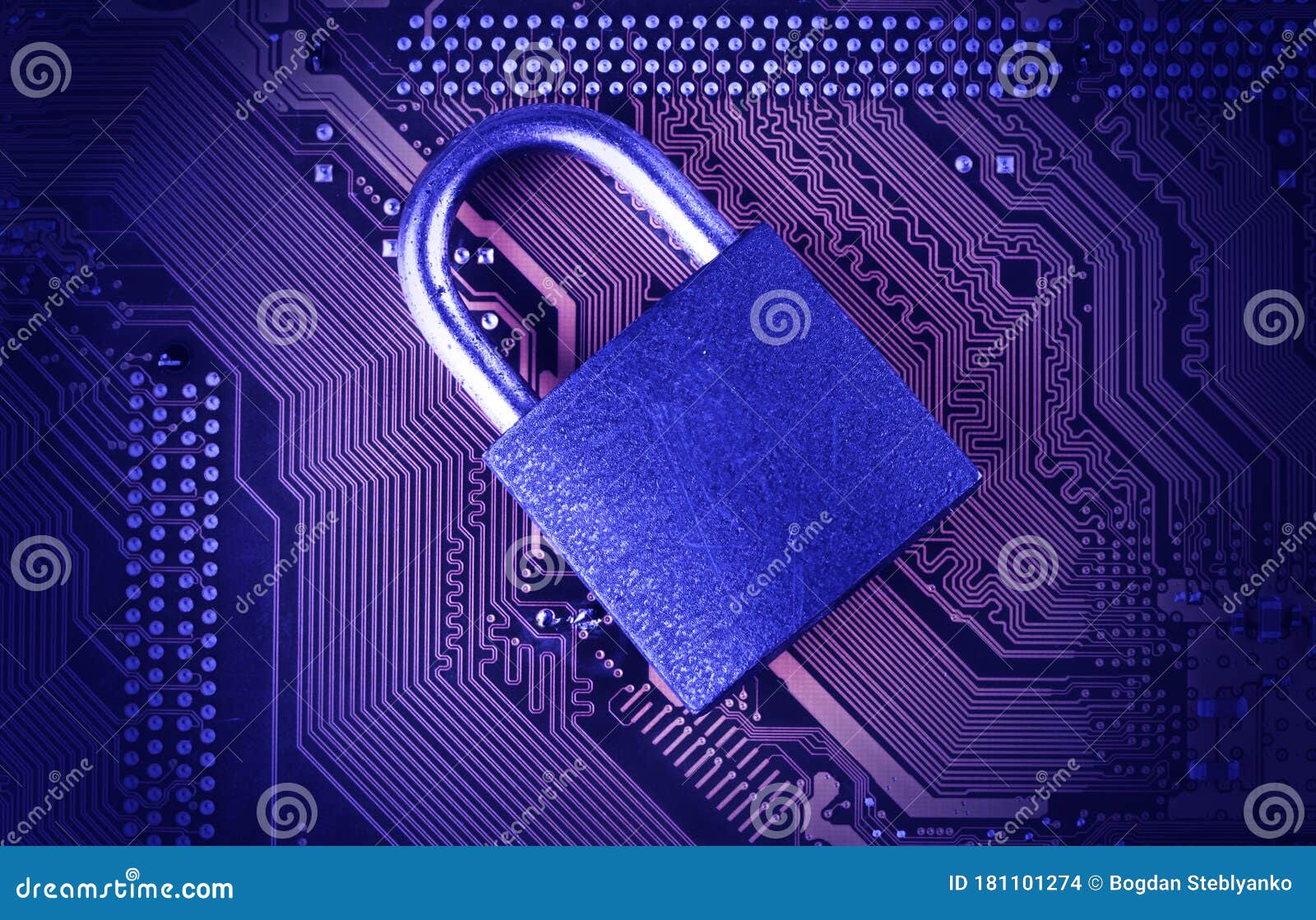 Motherboard Lock, Electronic Data Protection Concept, Stock Photo ...