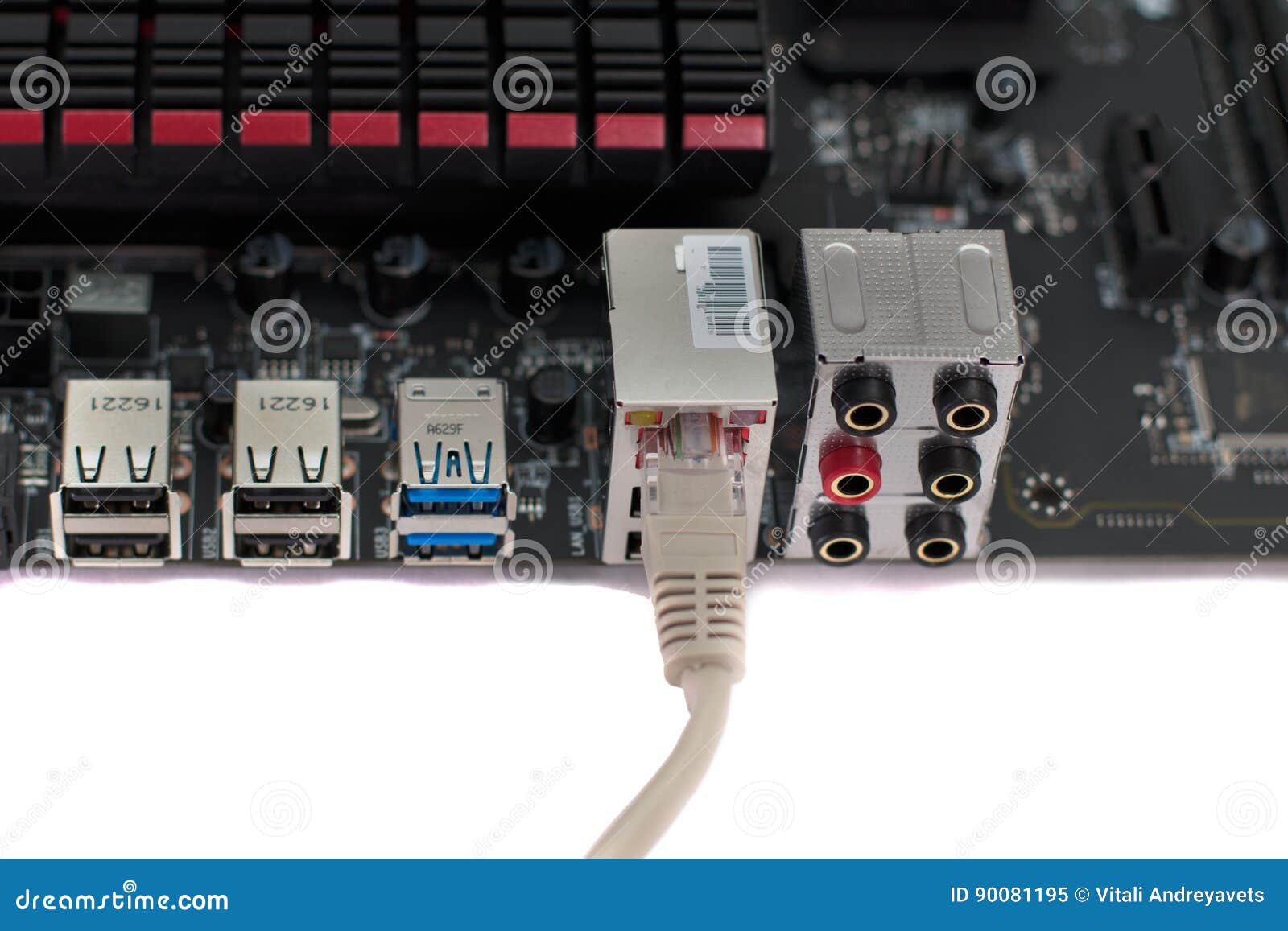 A Motherboard with a Network Cable Connected To it Stock Image - Image ...