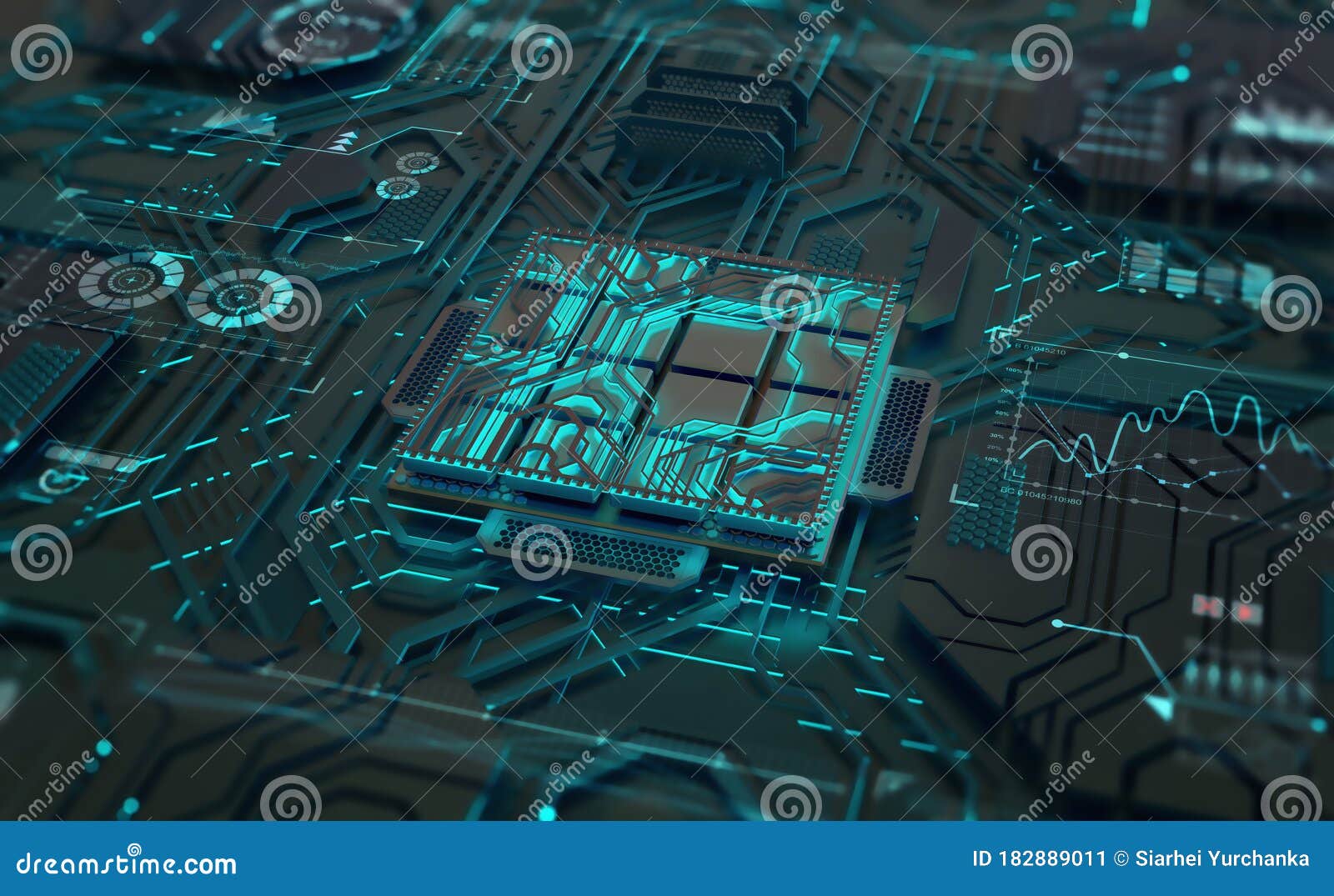Motherboard, Processor, CPU, Quantum Computer 3D Illustration Stock ...