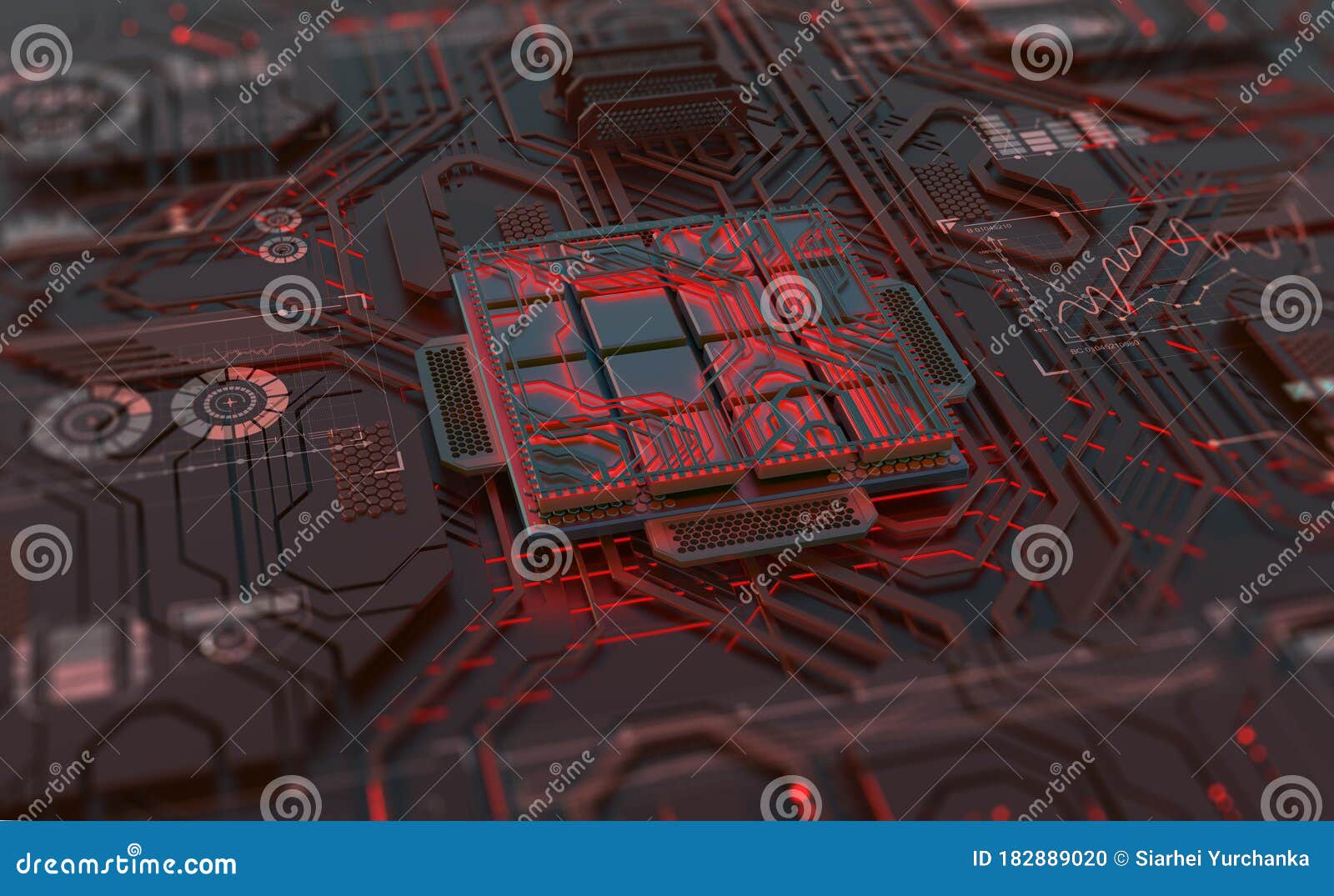 Motherboard, Processor, CPU, Quantum Computer 3D Illustration Stock ...