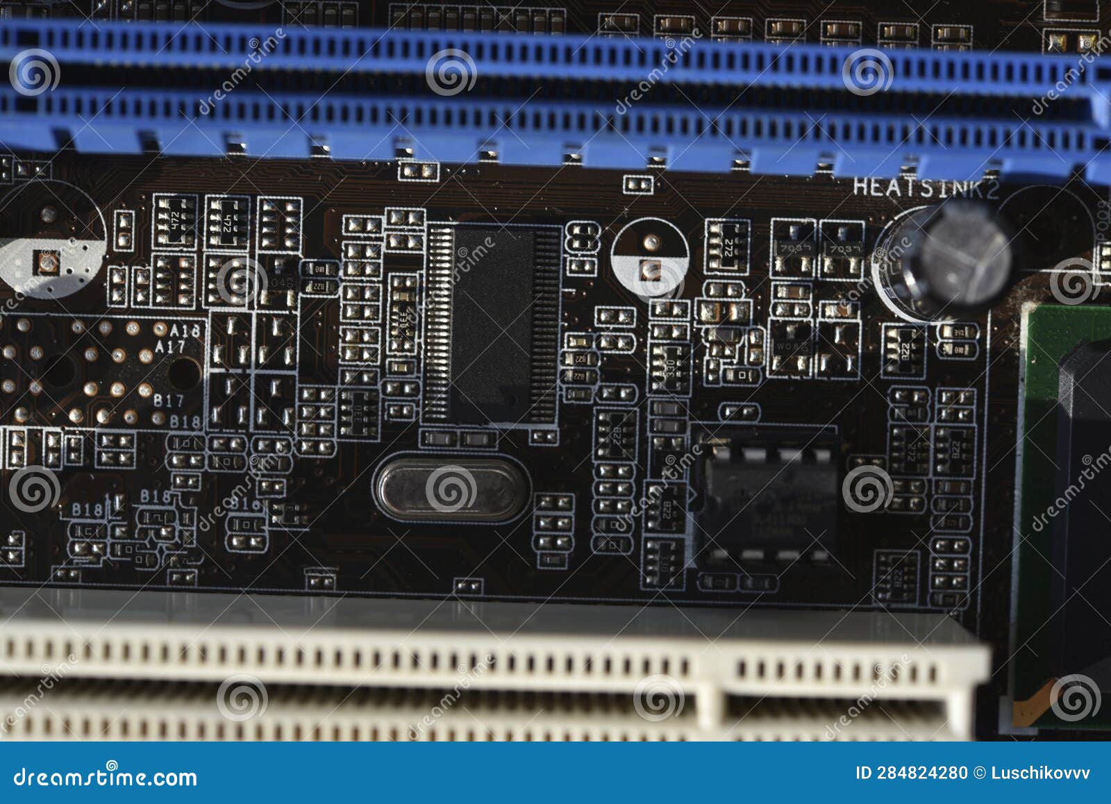 Motherboard with Radio Elements. Radio Elements on the Board Stock ...