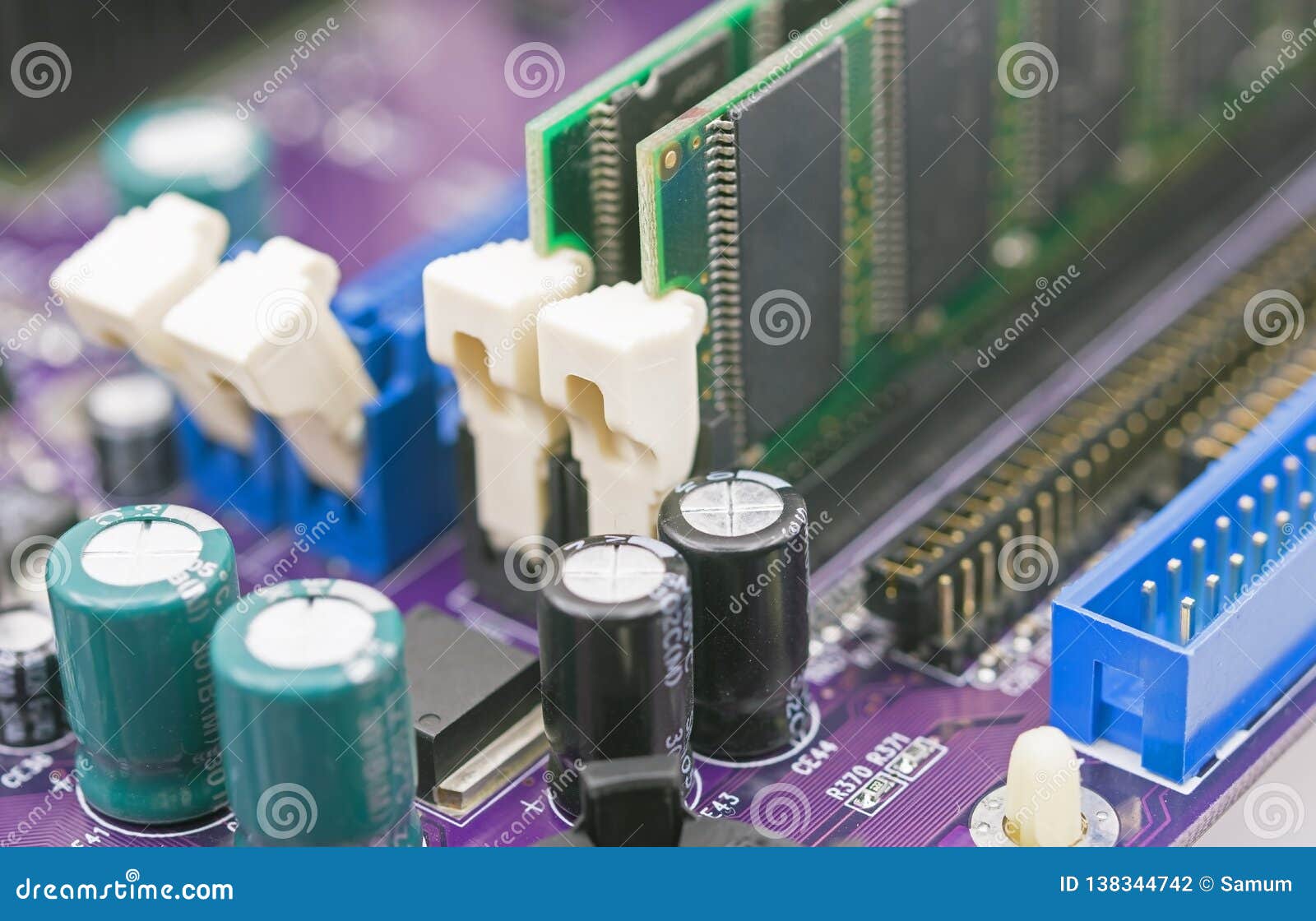 Motherboard and RAM memory stock photo. Image of microchip - 138344742