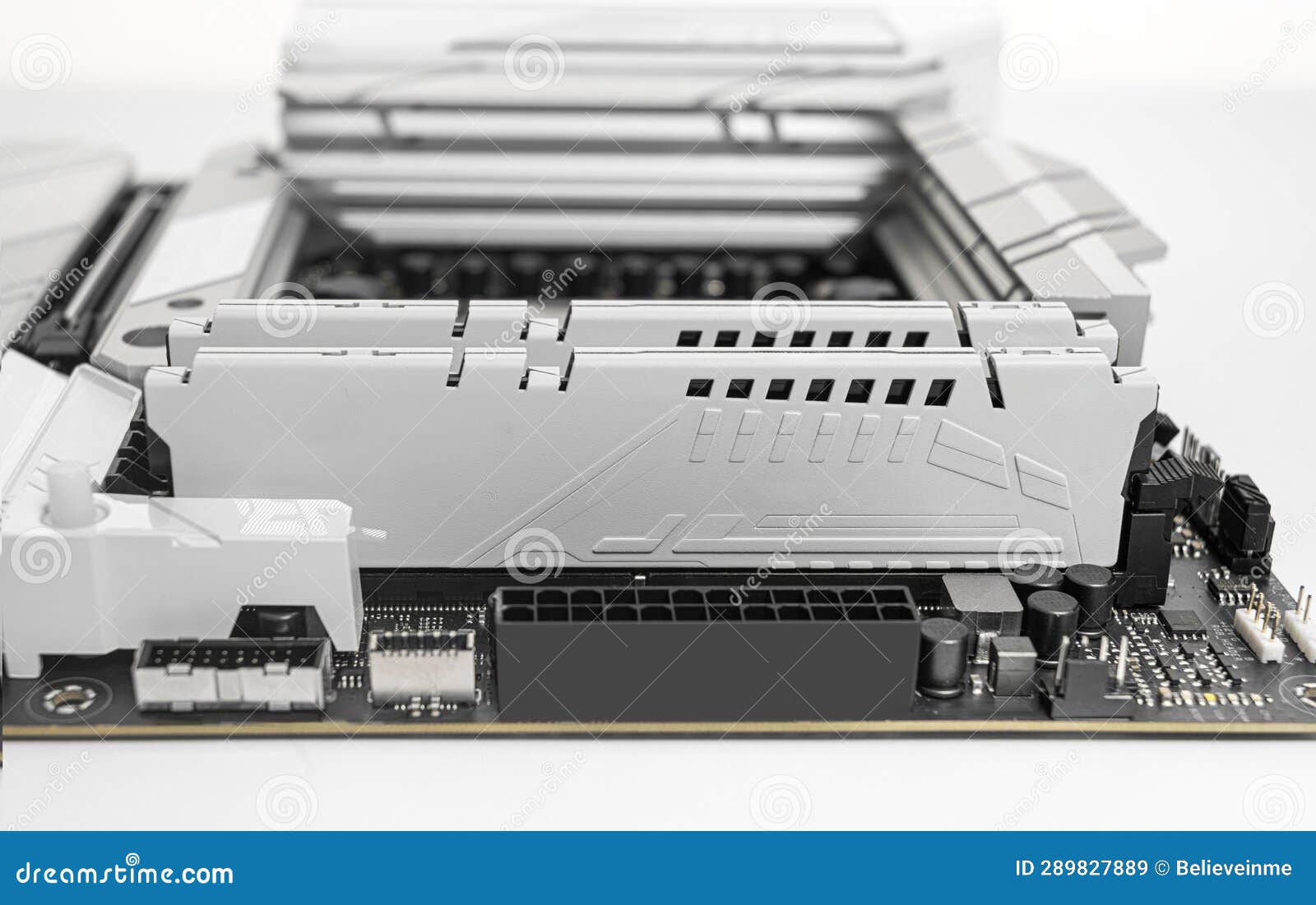 Motherboard with RAM and Processor at the Time of PC Assembly. Stock ...