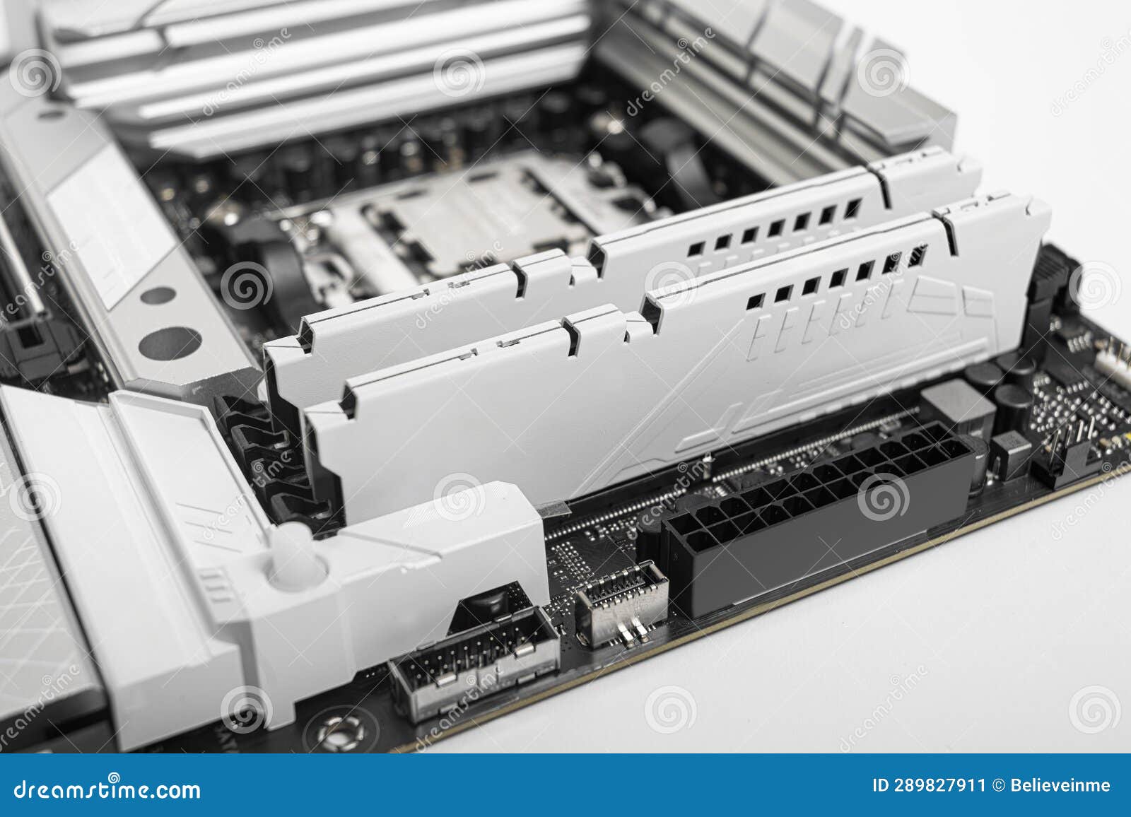 Motherboard with RAM and Processor at the Time of PC Assembly. Stock ...