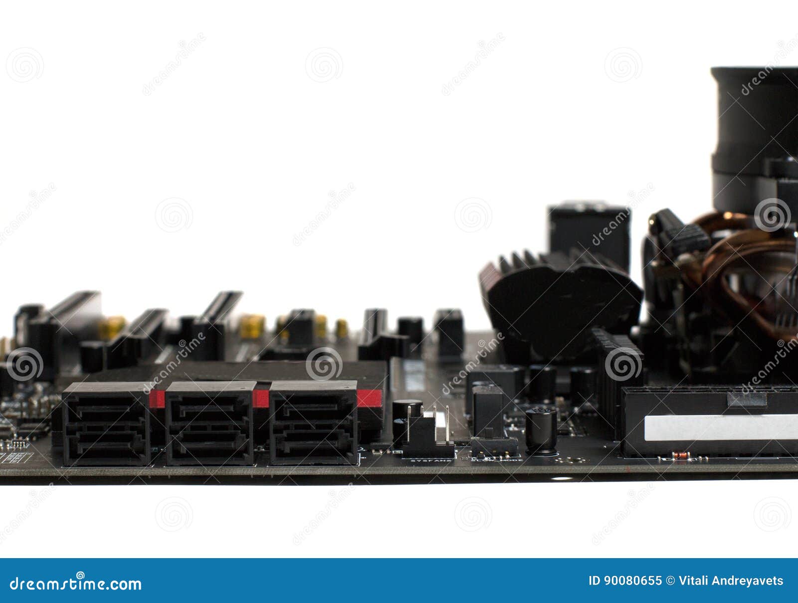 Motherboard Side View with Sata Ports Stock Image - Image of memory ...