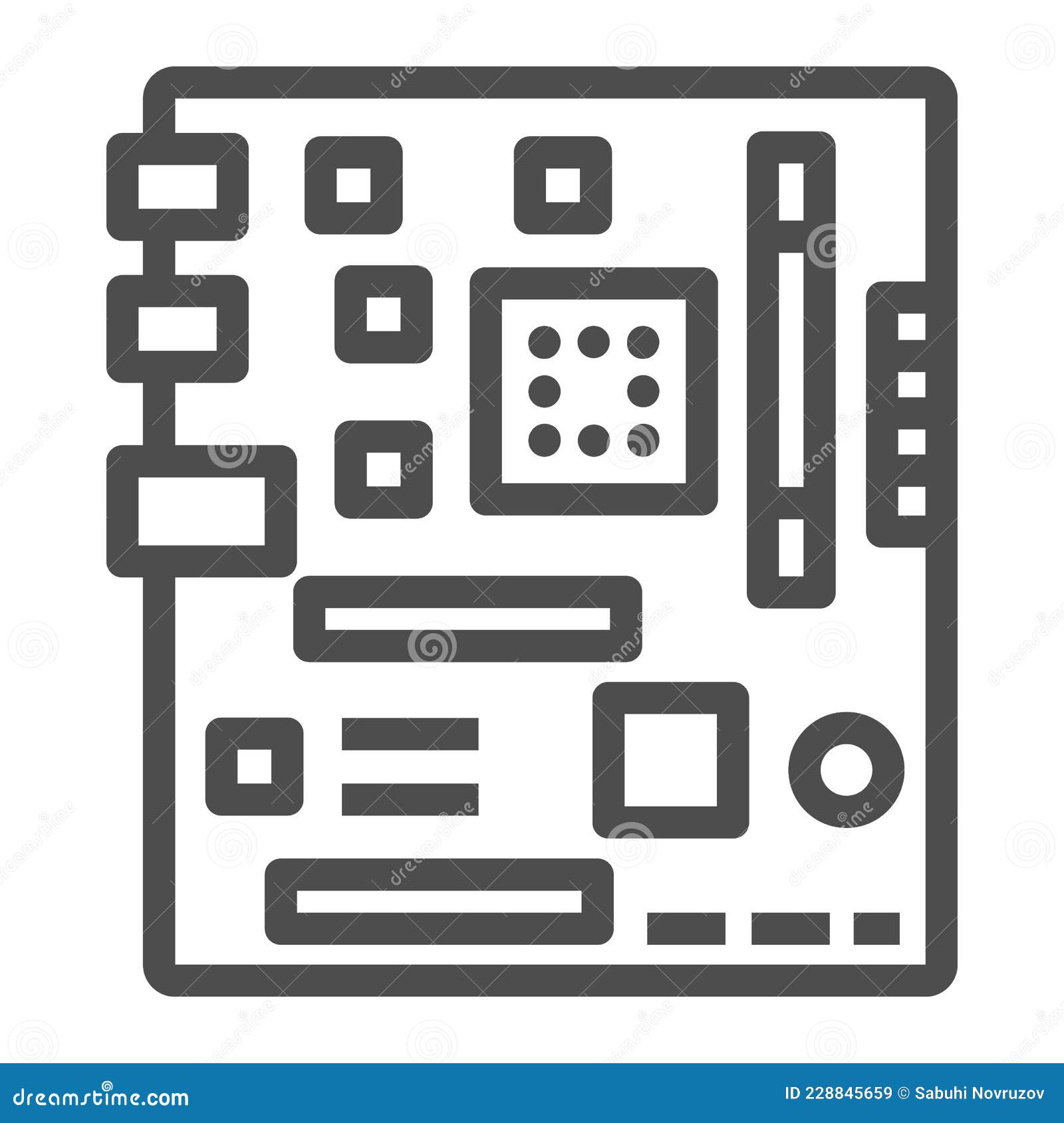 Motherboard Square Shape Layout Line Icon, Electronics Concept ...