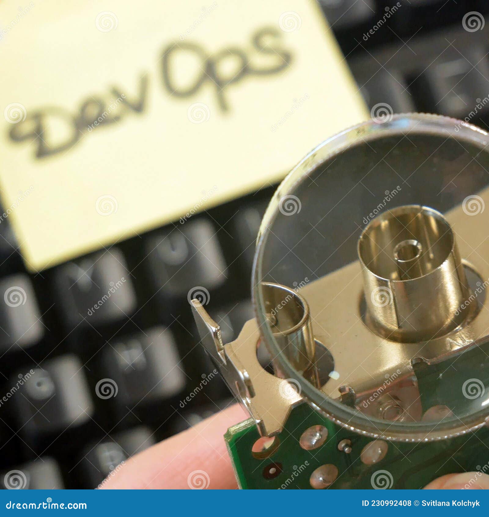 Motherboard And Sticker Devops. DevOps Concept For Software Engineering ...