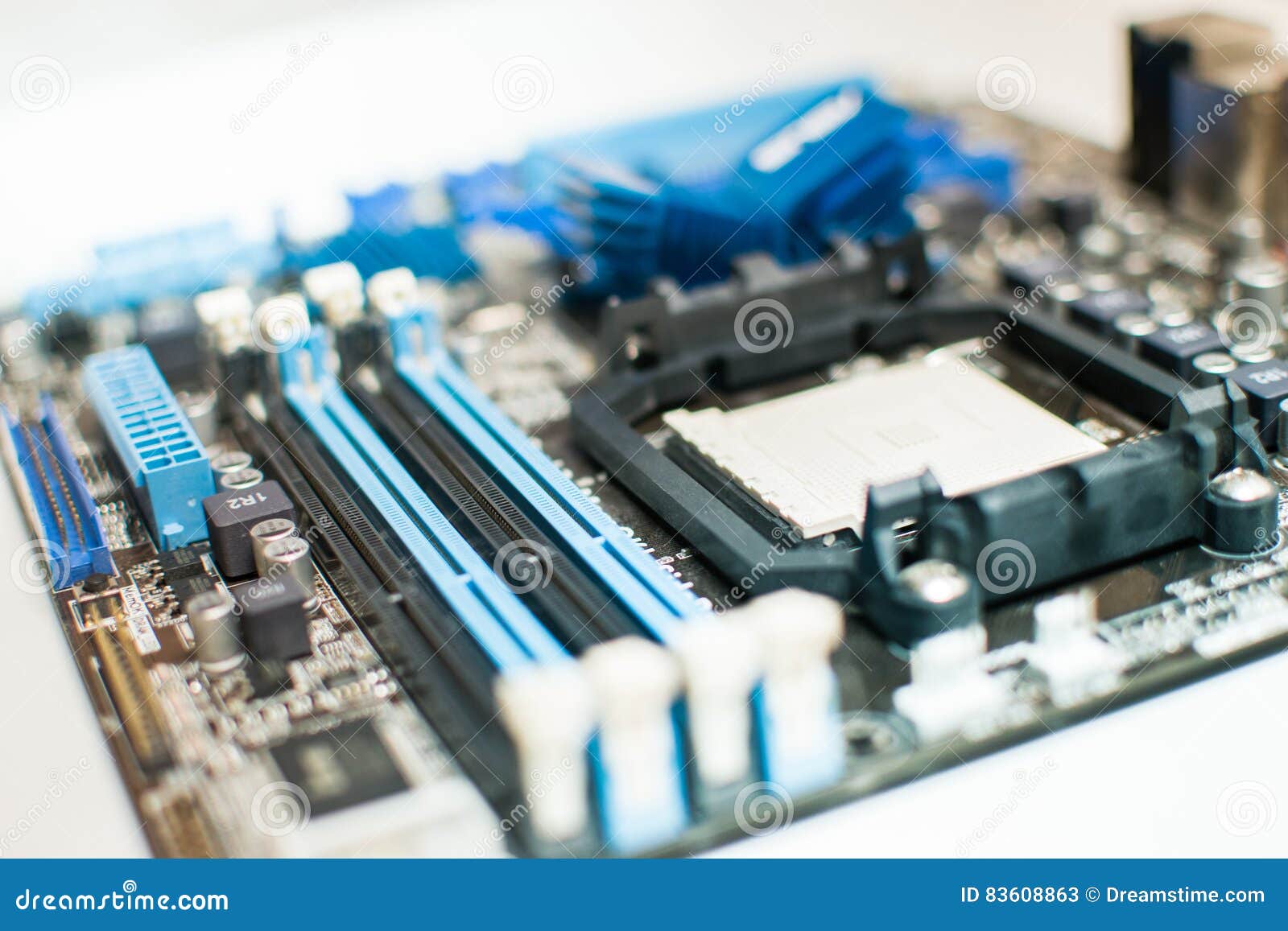 Motherboard on a Table Close-up Stock Image - Image of microchip ...