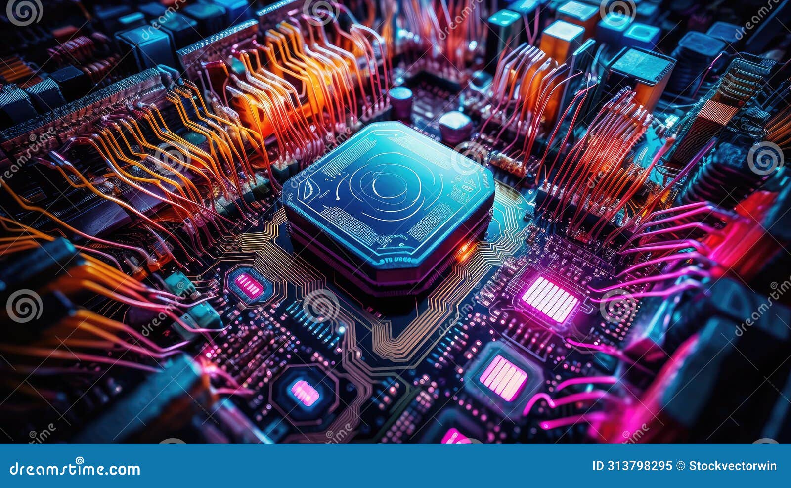 Motherboard Technology Colorful Stock Illustration - Illustration of ...