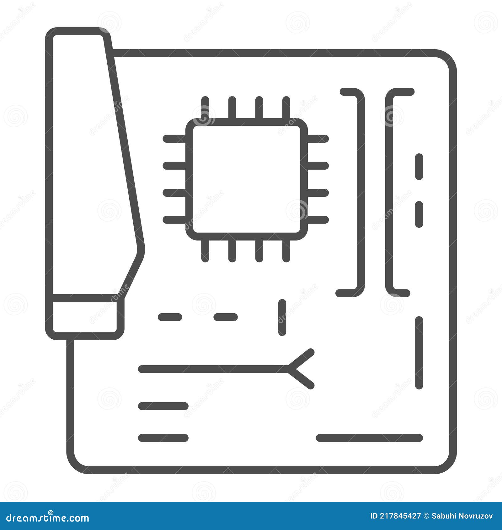 Motherboard Thin Line Icon Pcrepair Concept Motherboard Vector Sign On White Background