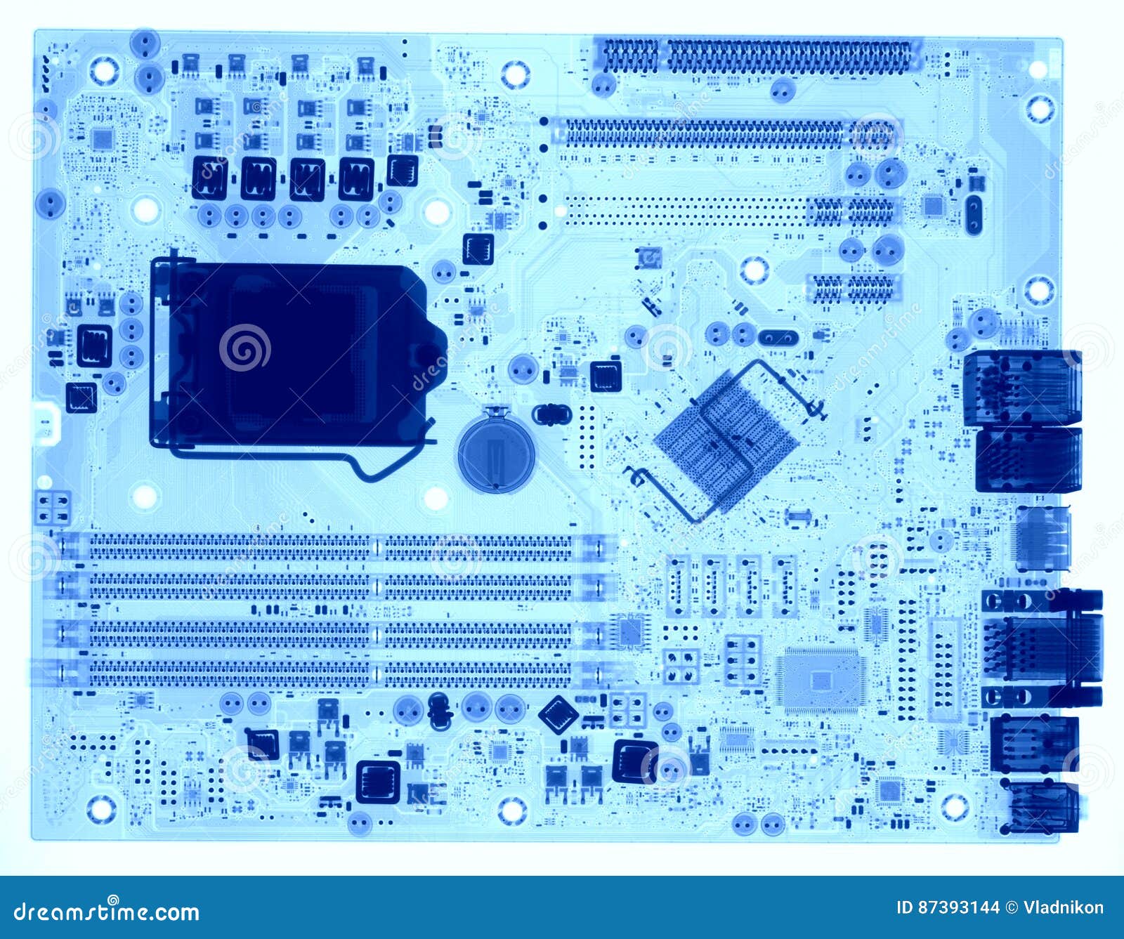 Motherboard Under X-rays in Blue Tones. Stock Photo - Image of ...