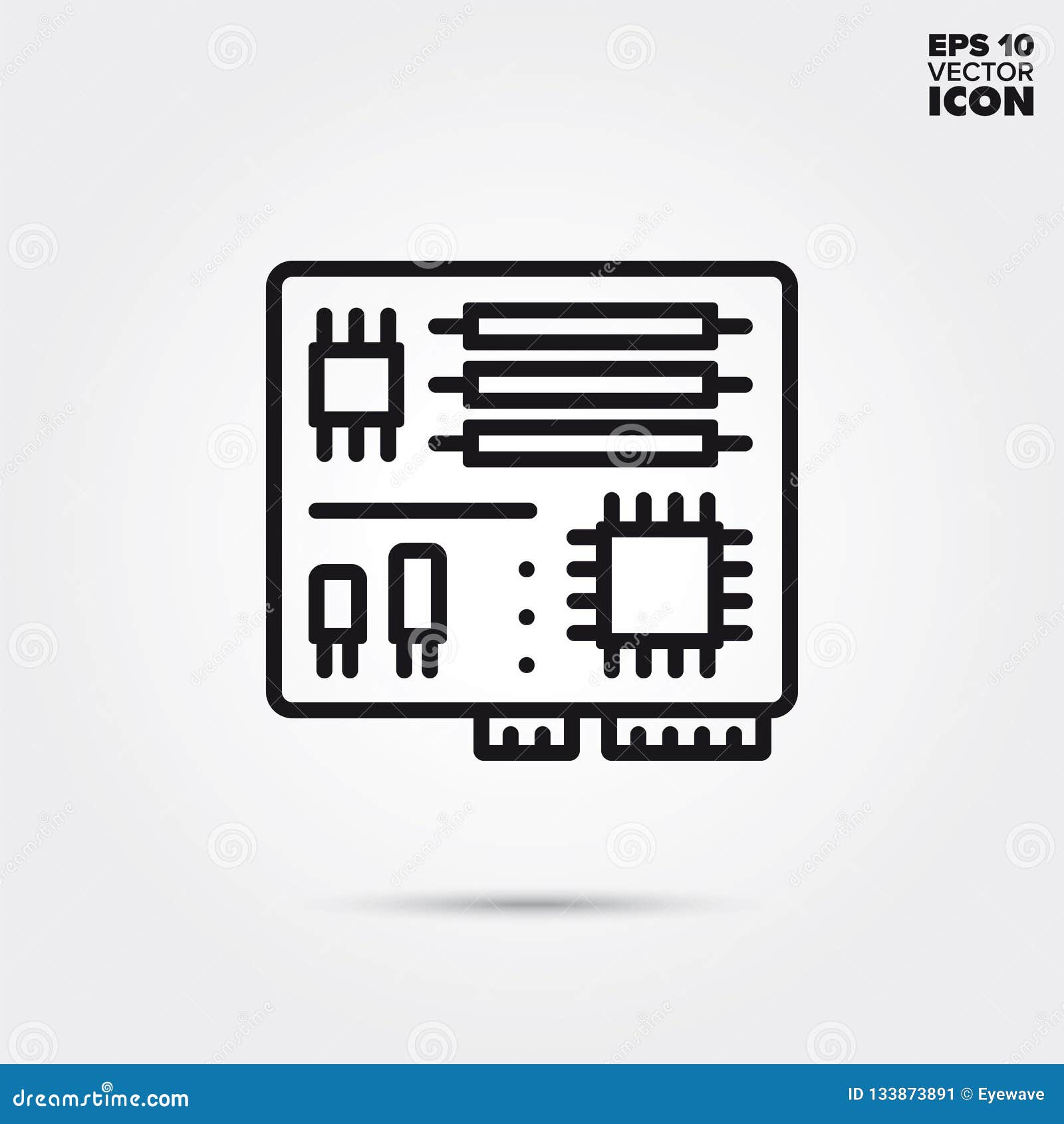 Motherboard Vector Line Icon Stock Vector - Illustration of electrical ...