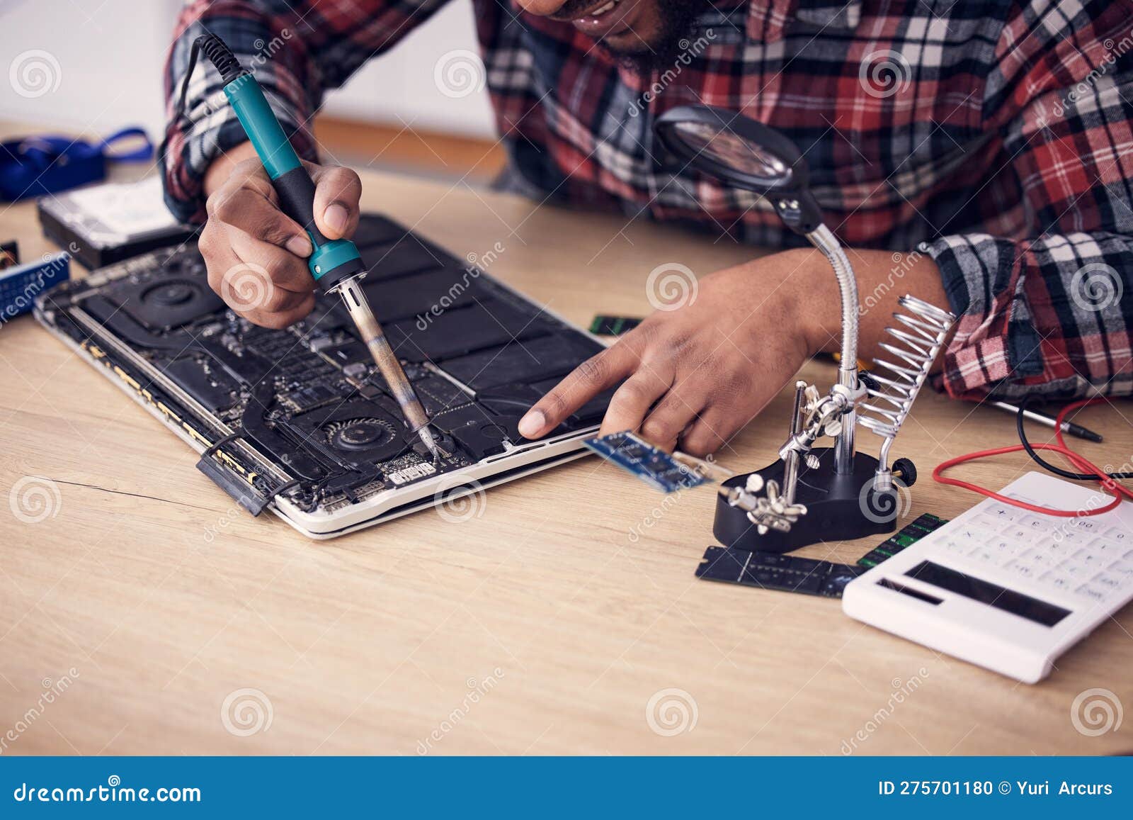 Motherboard, Working and Man Hands Doing Engineer and Electricity Fix ...