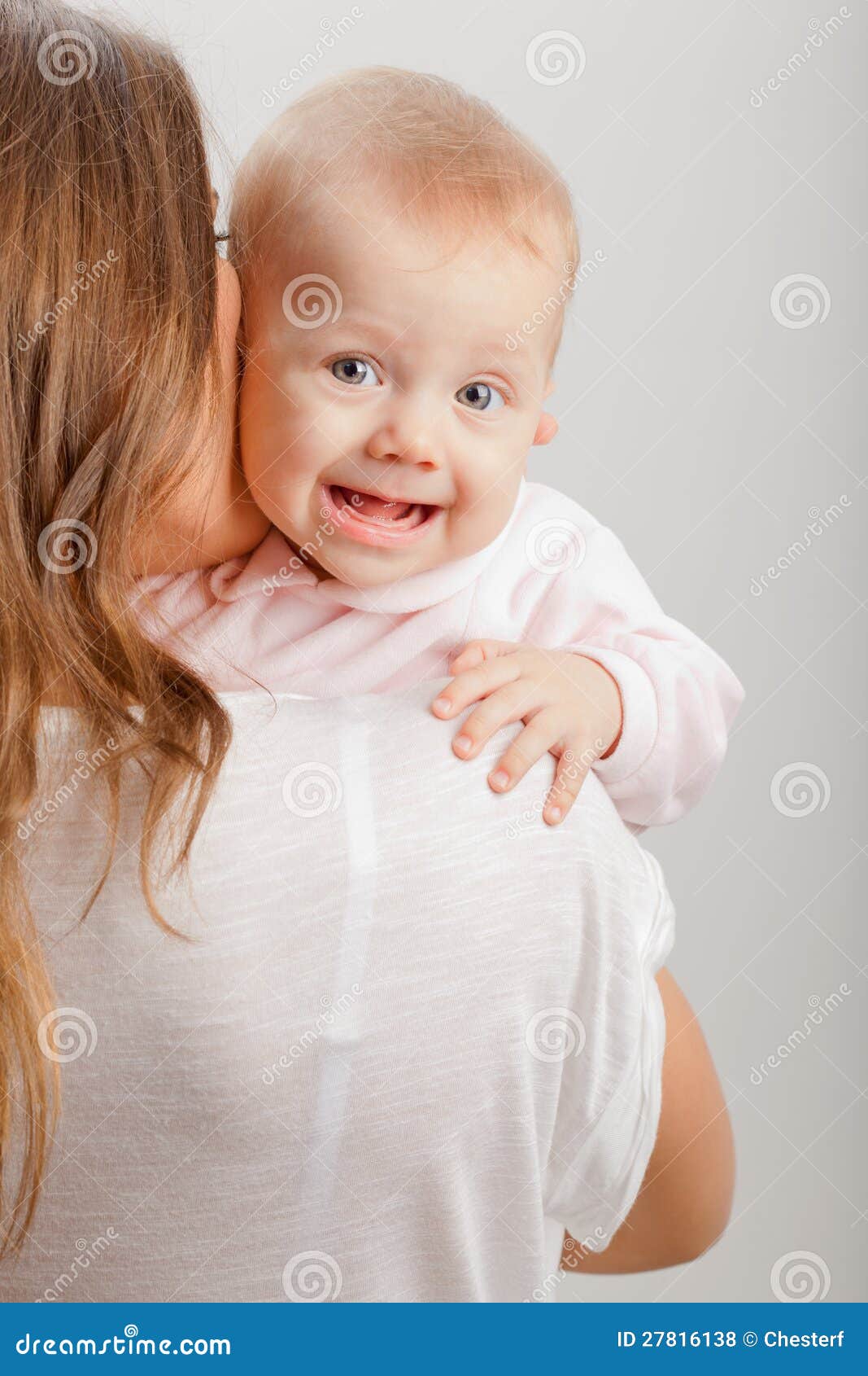 Mothers Back View and Baby on Shoulder Stock Photo - Image of beauty ...