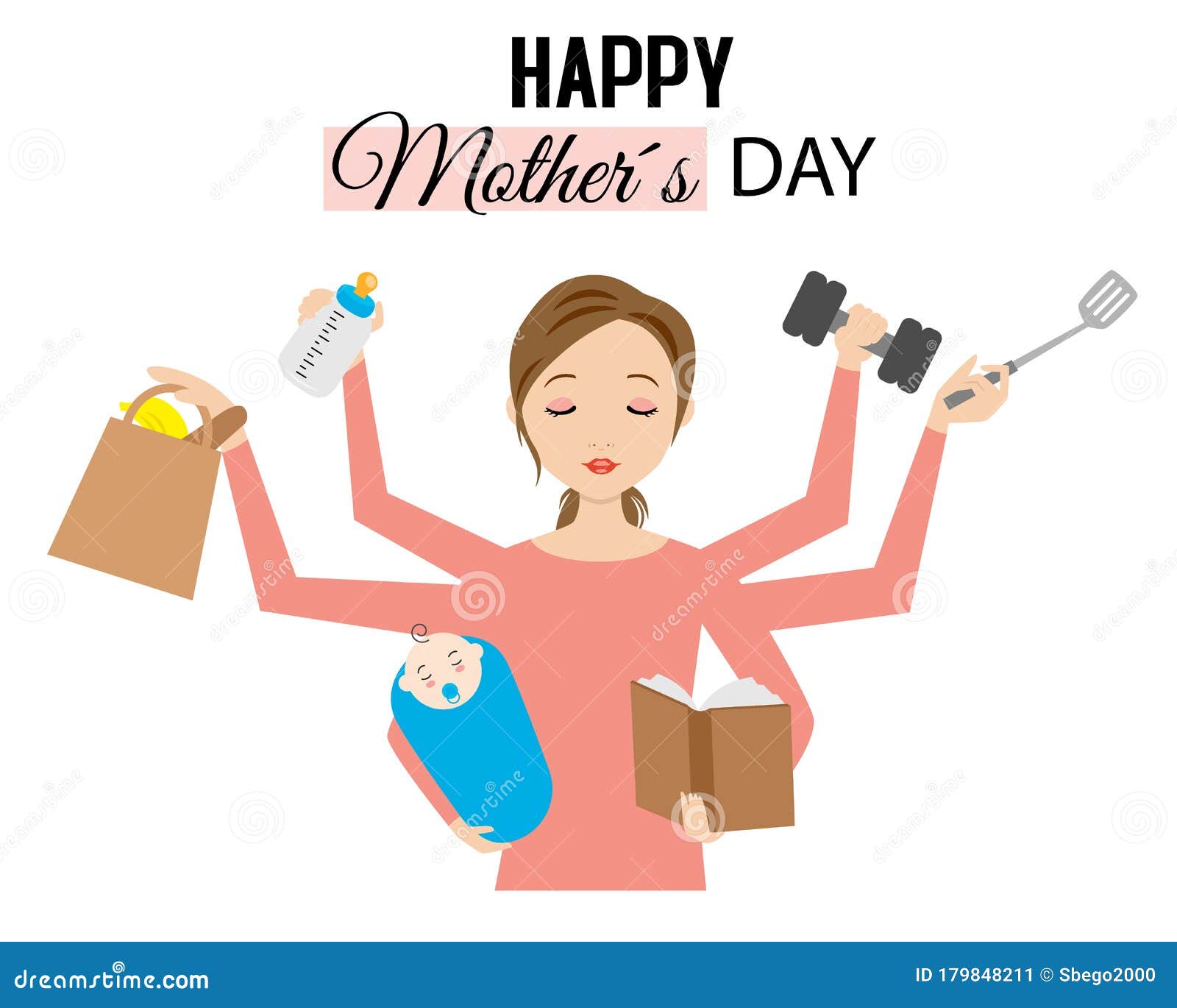 Multitasking Woman Royalty-Free Cartoon | CartoonDealer.com #48106043