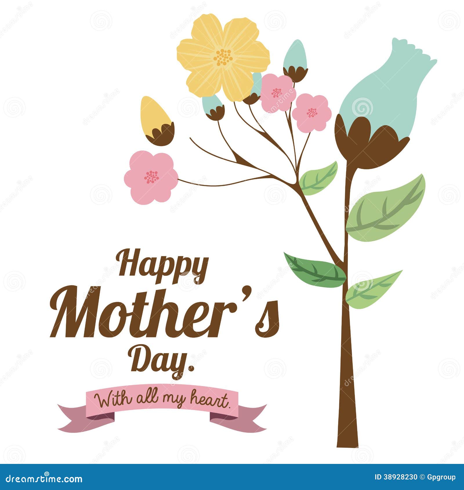 Mothers Day stock vector. Illustration of beautiful, blossom - 38928230