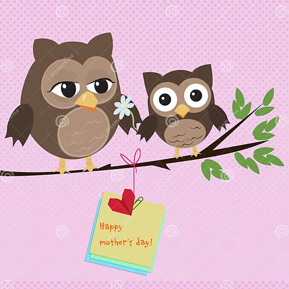 Mothers day owl stock vector. Illustration of greeting - 29479059